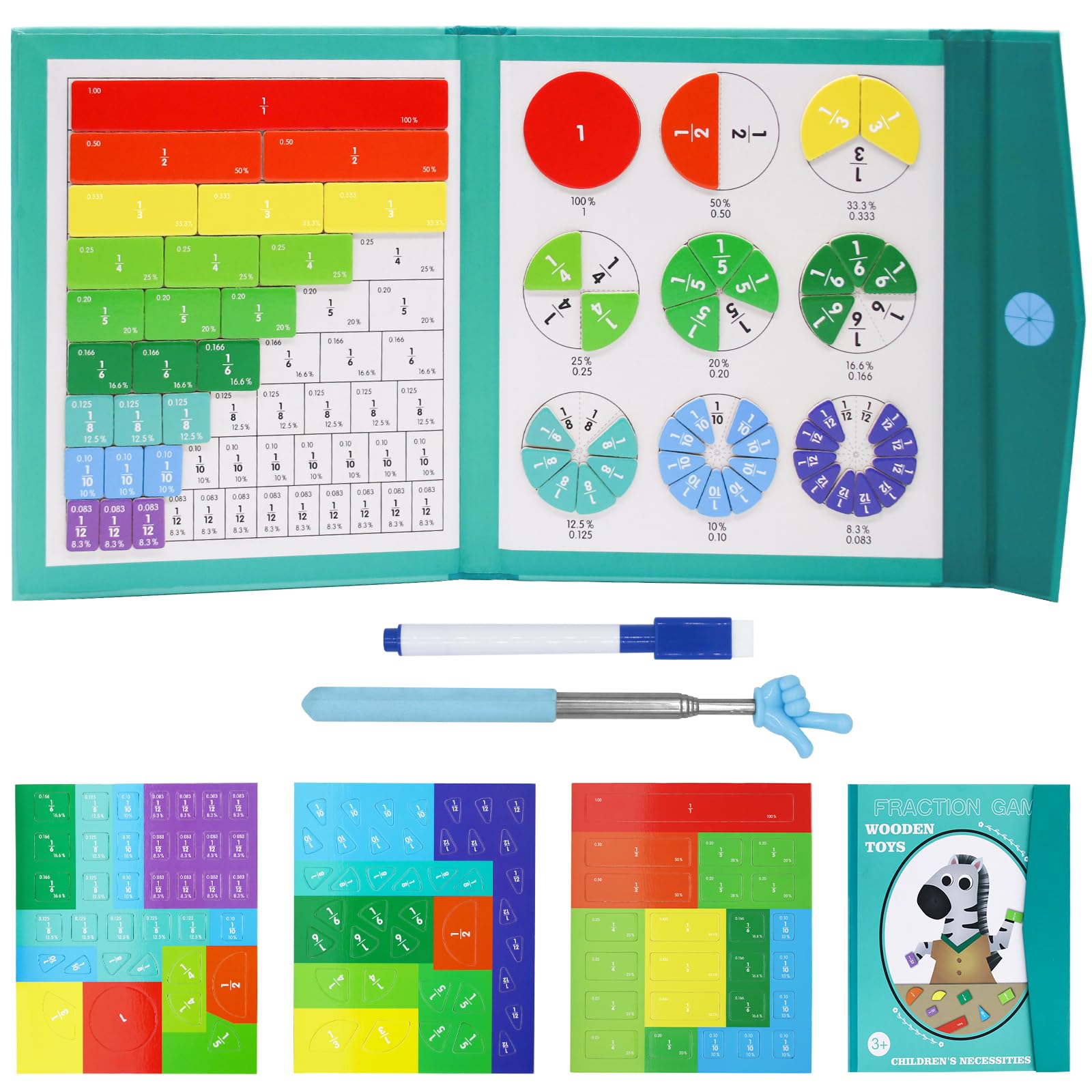 Amazon.com: KANYO-AUTO Magnetic Fraction Educational Puzzle for Kids ...