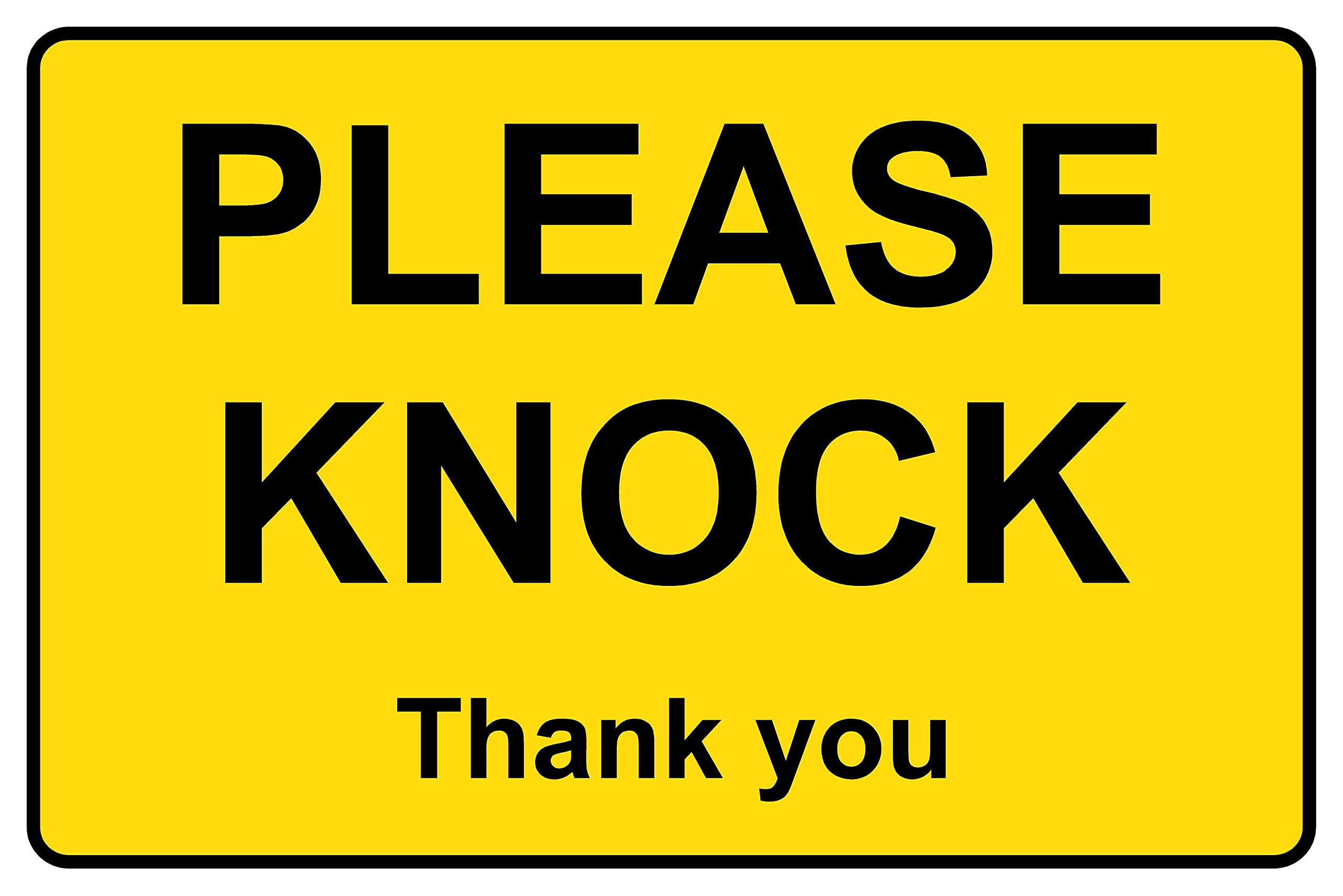 Please knock door sign - Self adhesive sticker (150mm x 100mm) : Amazon ...
