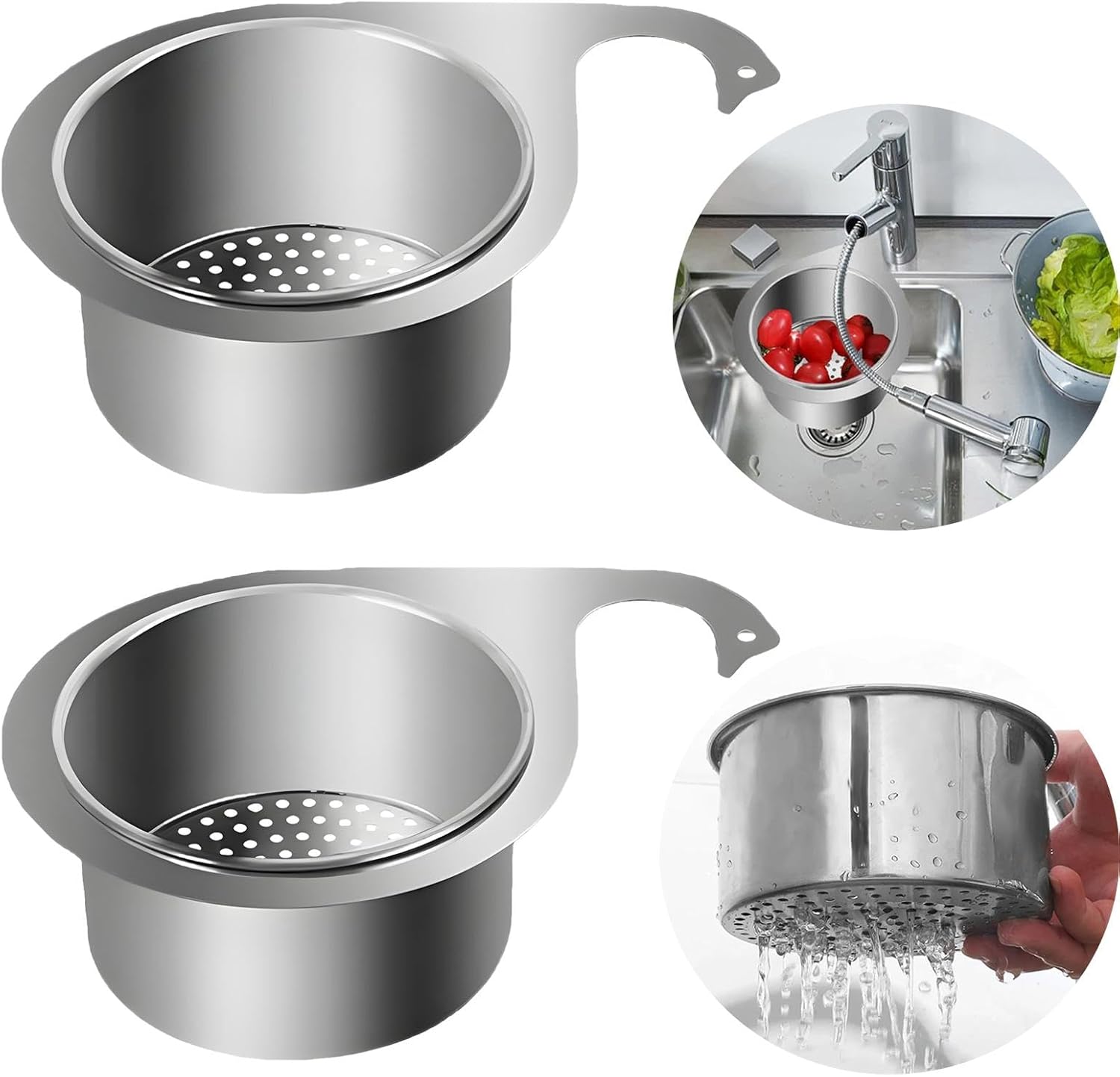 Stainless Steel Swan Sink Strainer Basket - 1/2/4pc Faucet Hanging ...
