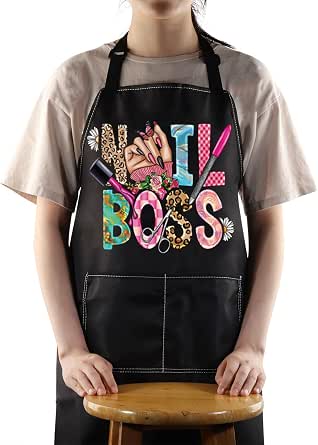 Amazon.com: JNIAP Nail Technician Apron with Pockets - Nail Salon ...