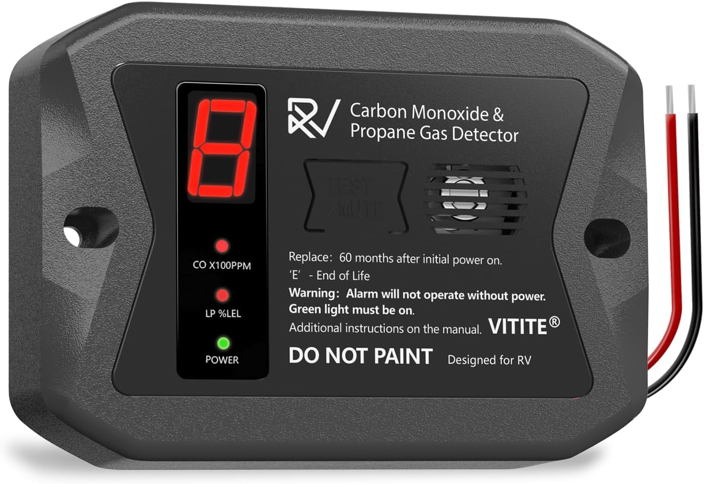 RV Carbon Monoxide & Propane Gas Detectors, VITITE Dual CO/LP Gas Alarm ...