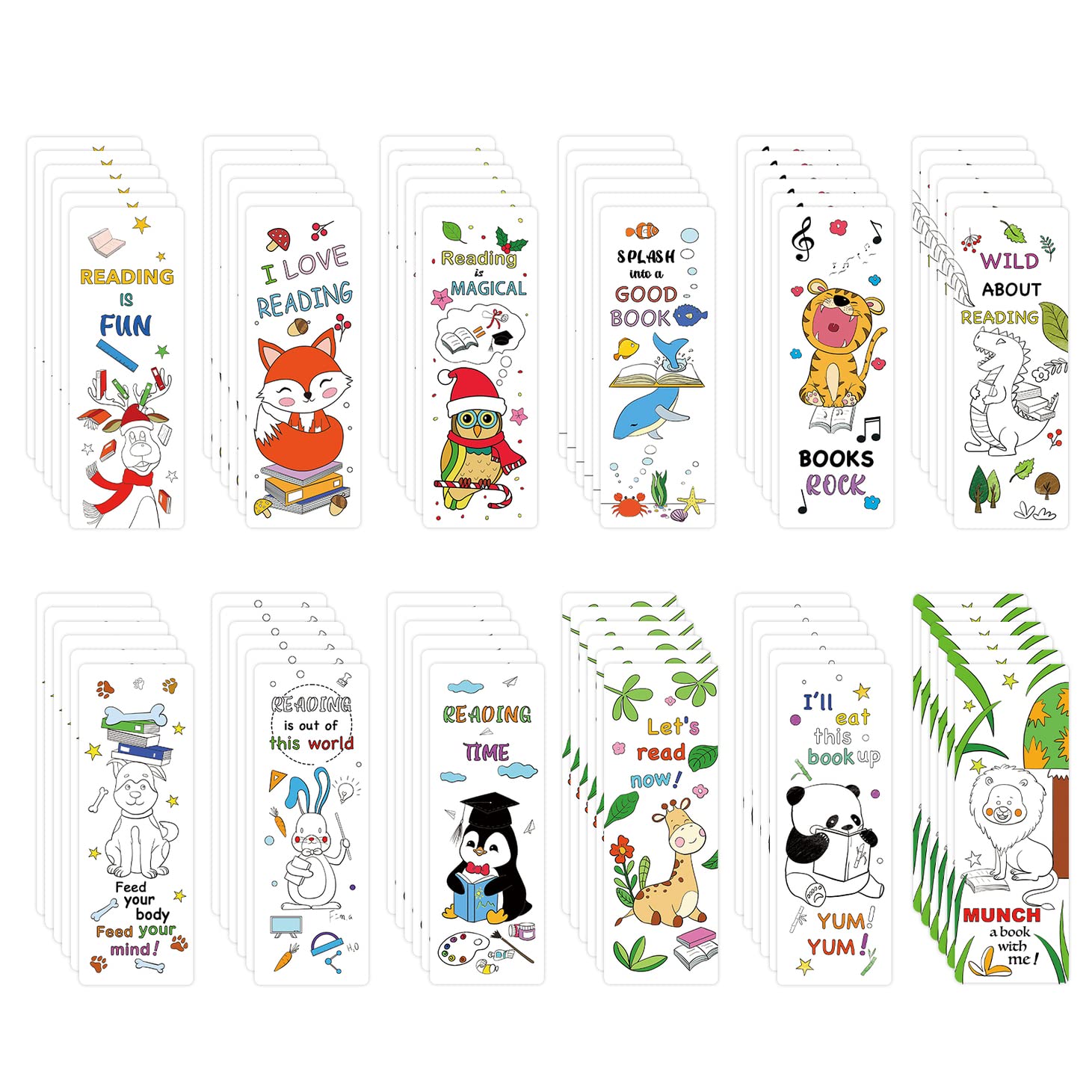 Buy 72 Pieces DIY Coloring Bookmarks Color Your Own Bookmarks Paper ...