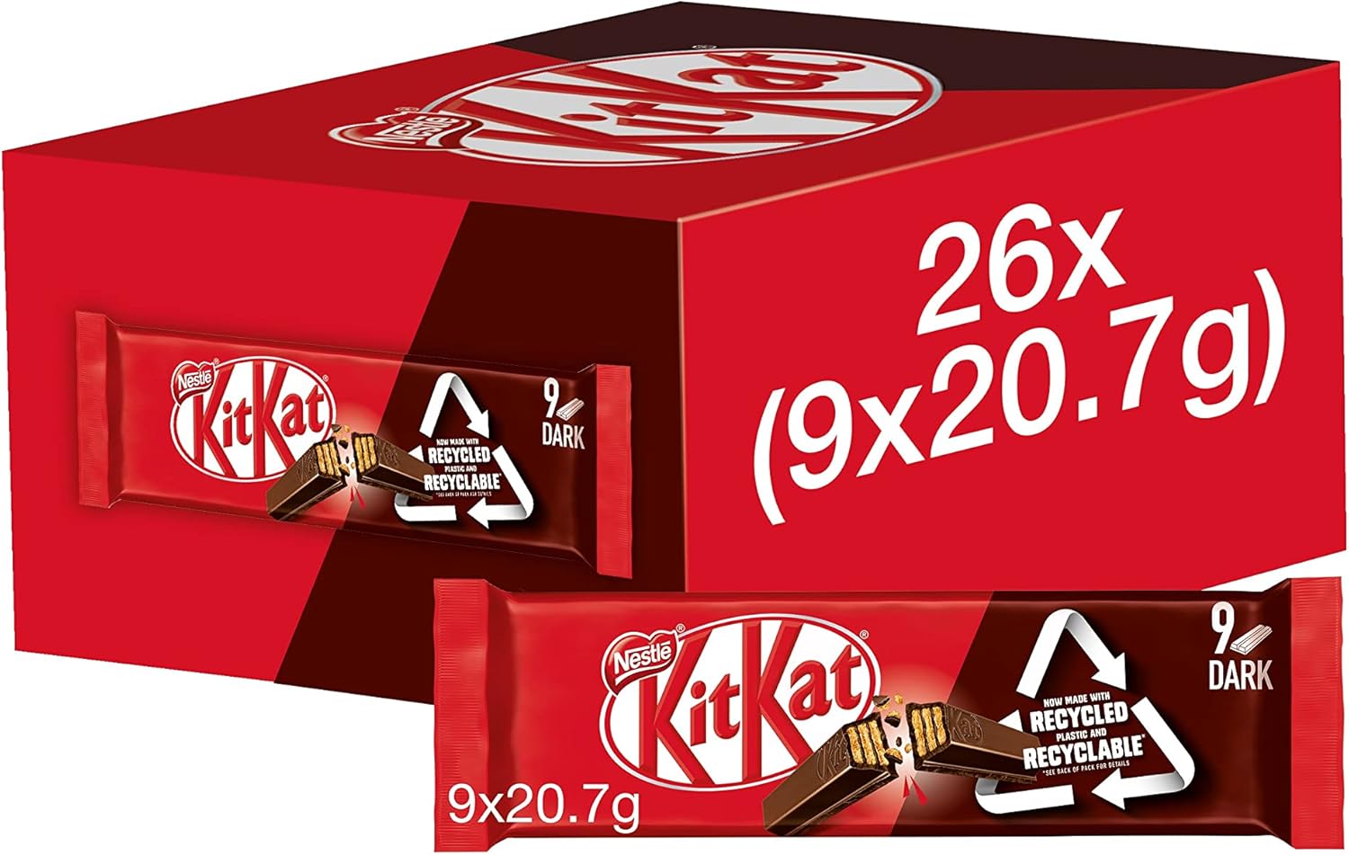 KIT KAT 2 Finger Dark Chocolate Biscuit Bar 20.7g (Pack of 9) : Amazon ...