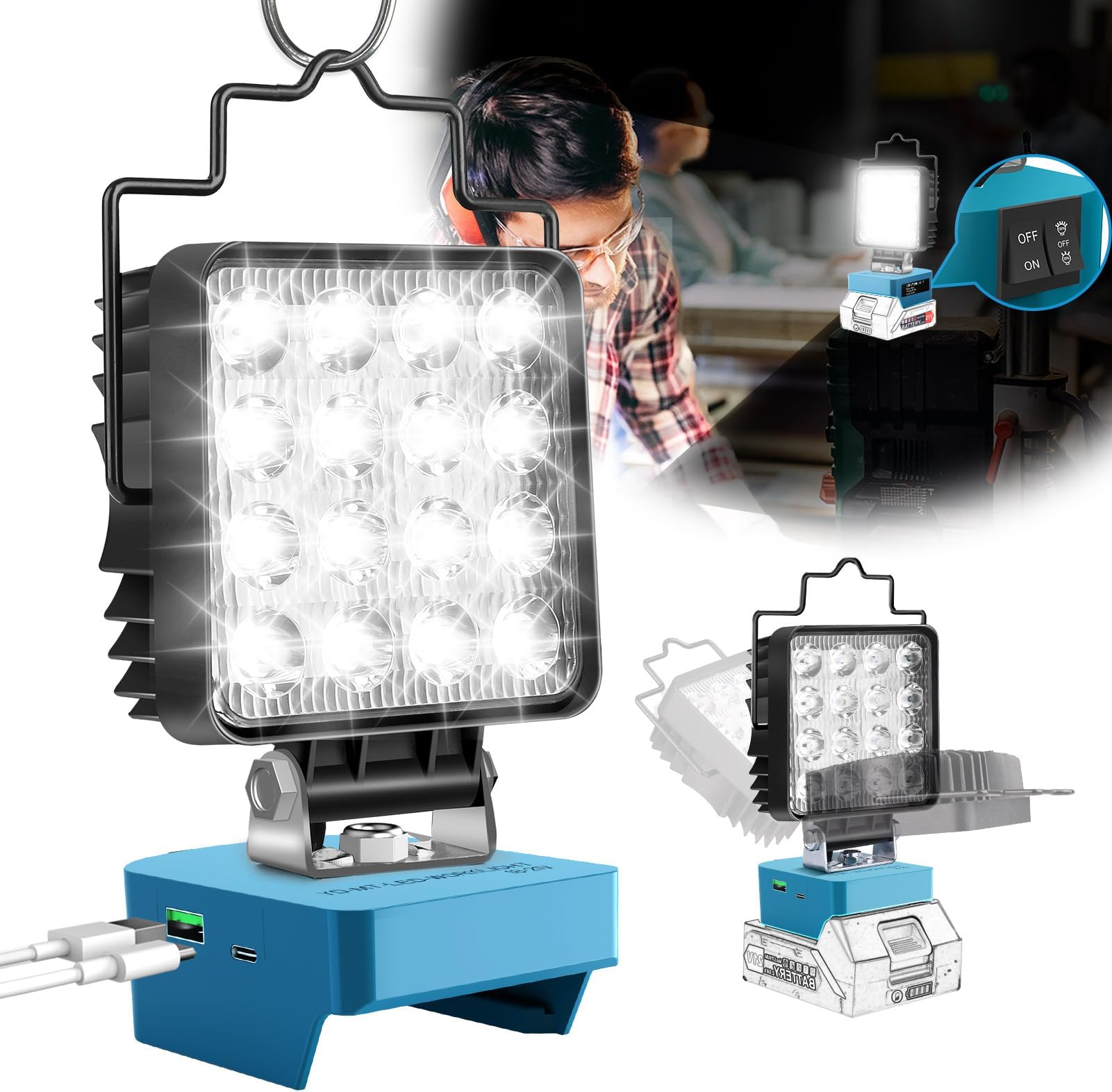 Lampada da lavoro a LED a batteria per Makita 18V, 27W Faretto da ...