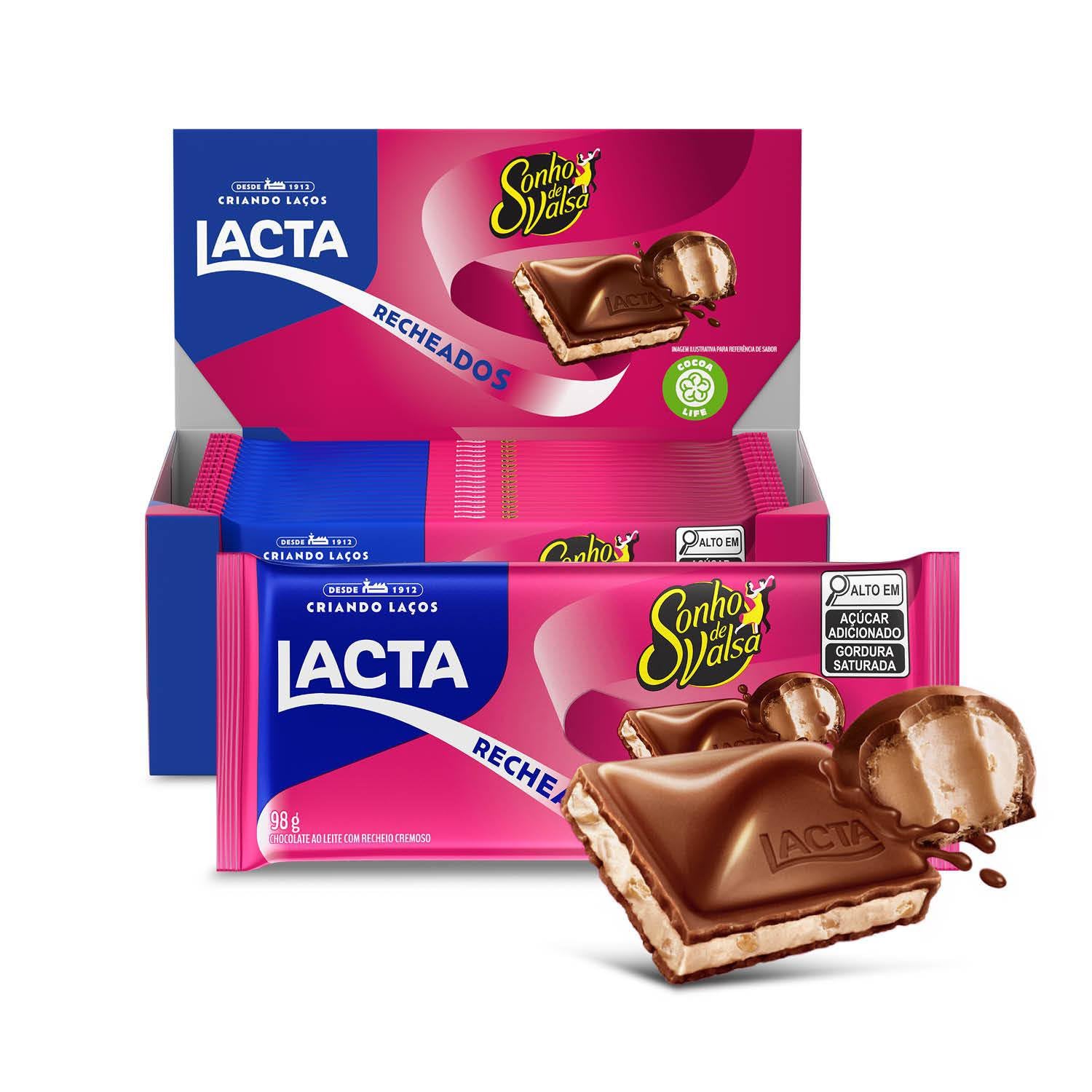 Chocolate Lacta Recheado Sonho De Valsa Caixa Com 17 Unidades De 98g ...