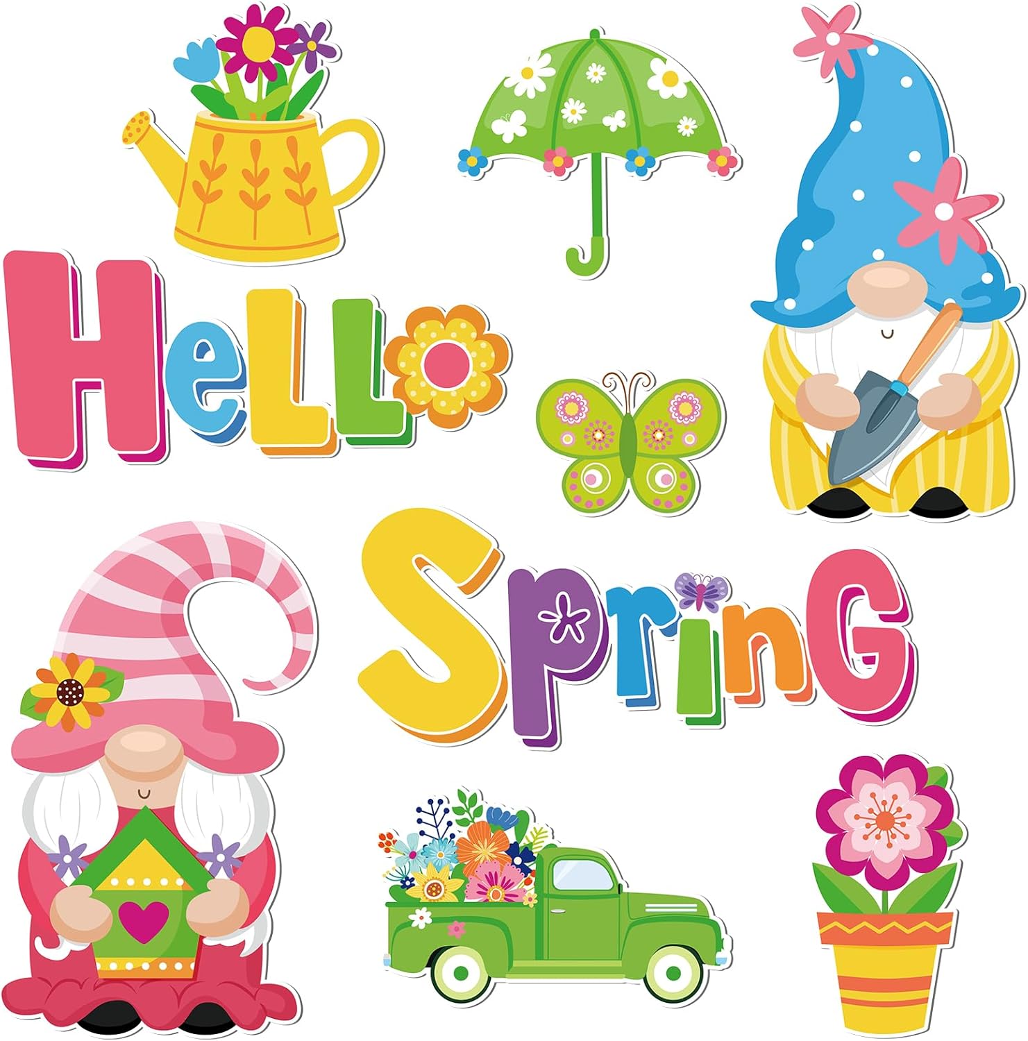 Amazon.com: Copkim 9 Pieces Spring Magnets Gnomes Flower Rainbow Truck ...