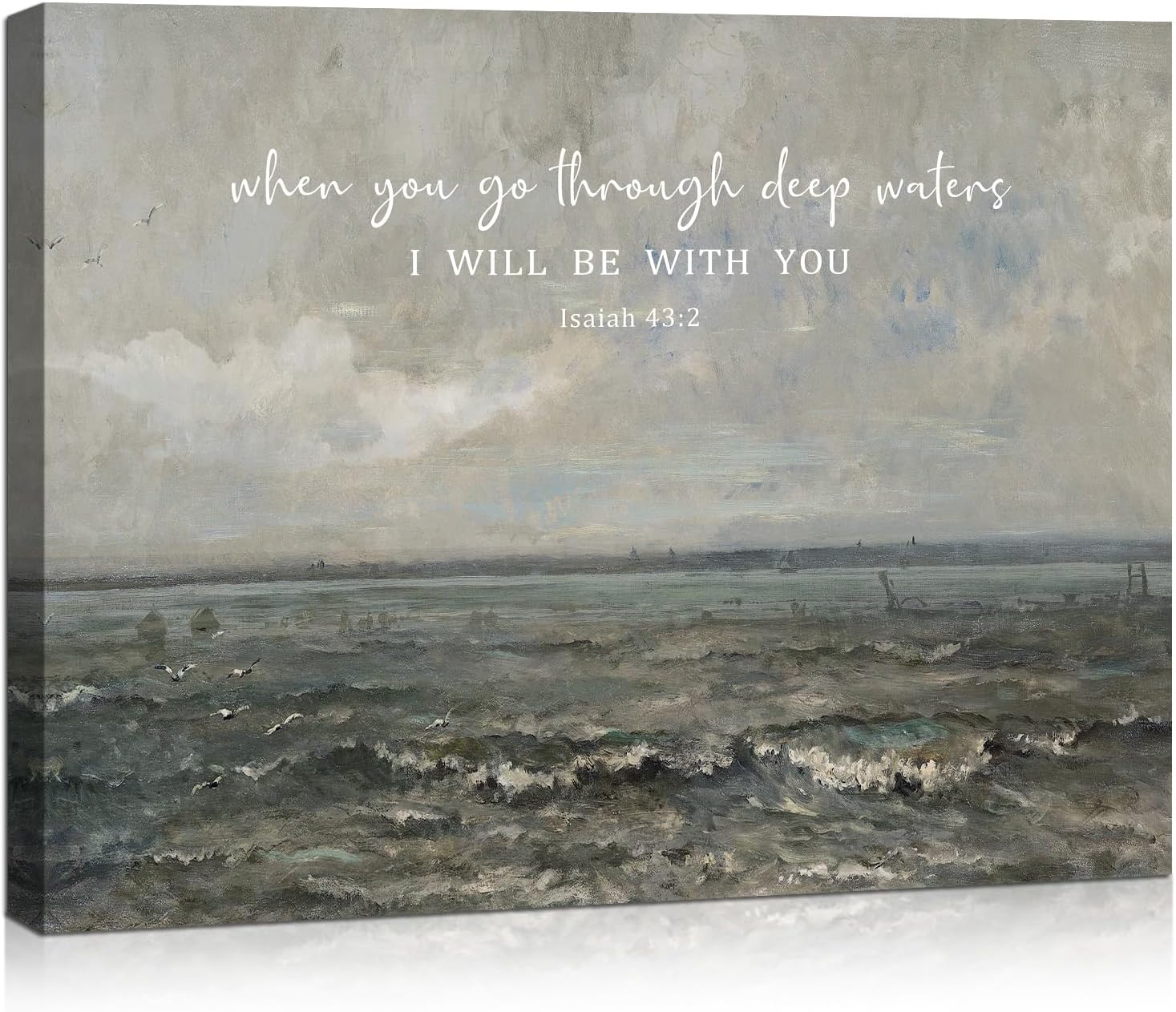 Amazon.com: Vintage Bible Verse Canvas Printed Art When You Go Through ...