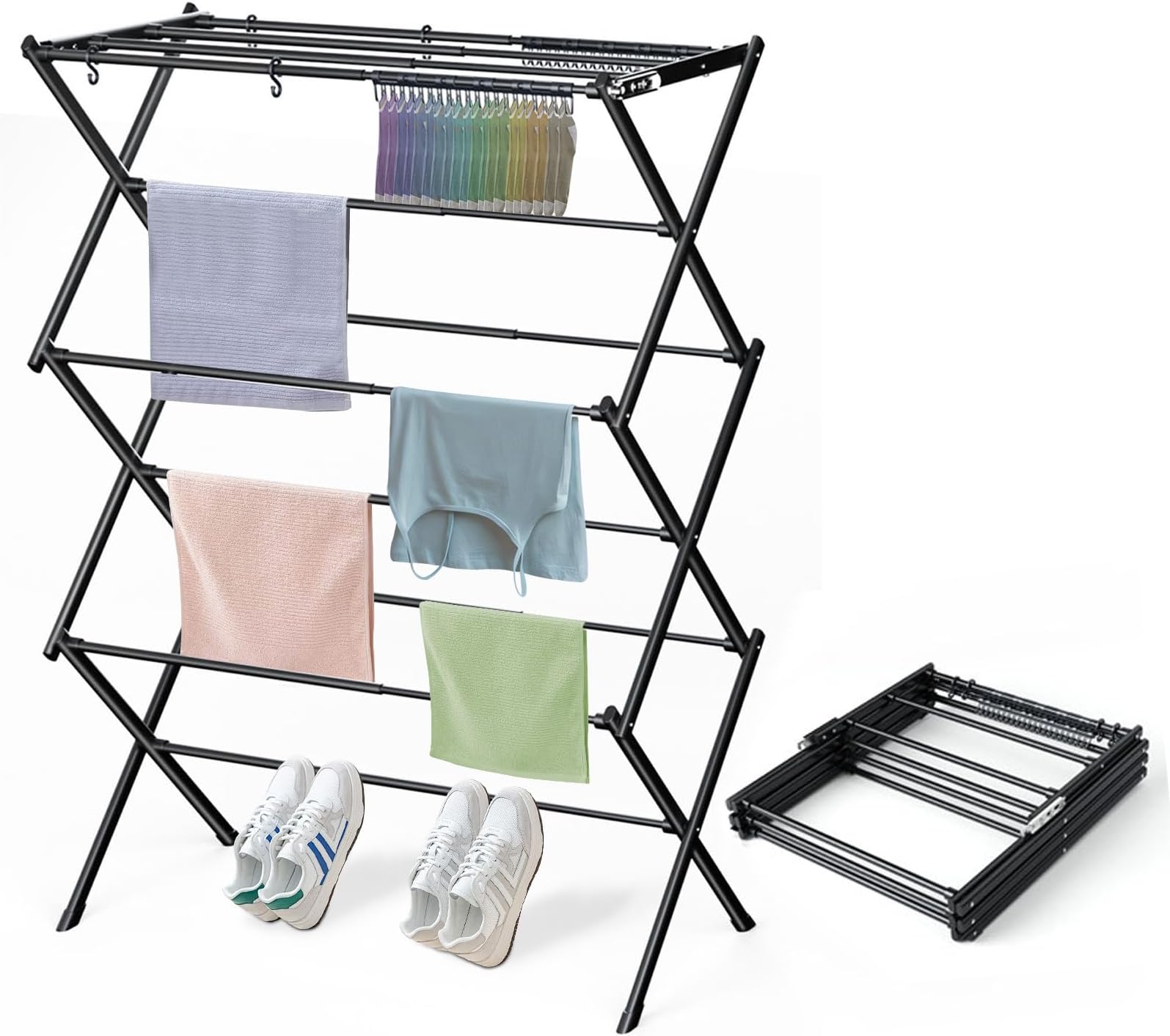 Amazon.com: Medium Wooden Clothes Drying Rack-Folding, Heavy Duty, Free ...