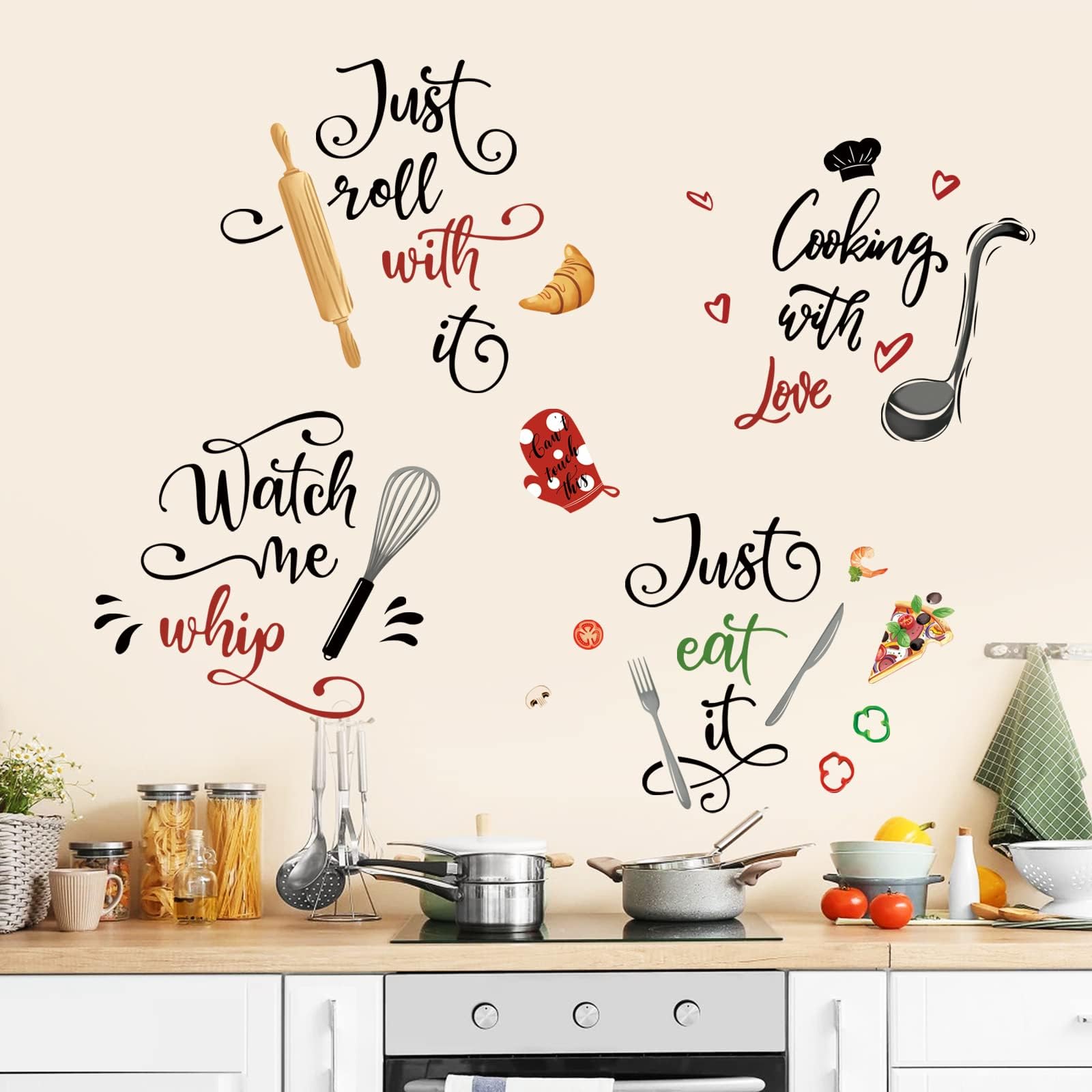 Amazon.com: Kitchen Supplies Wall Decals Vinyl Bottles Pattern Wall ...