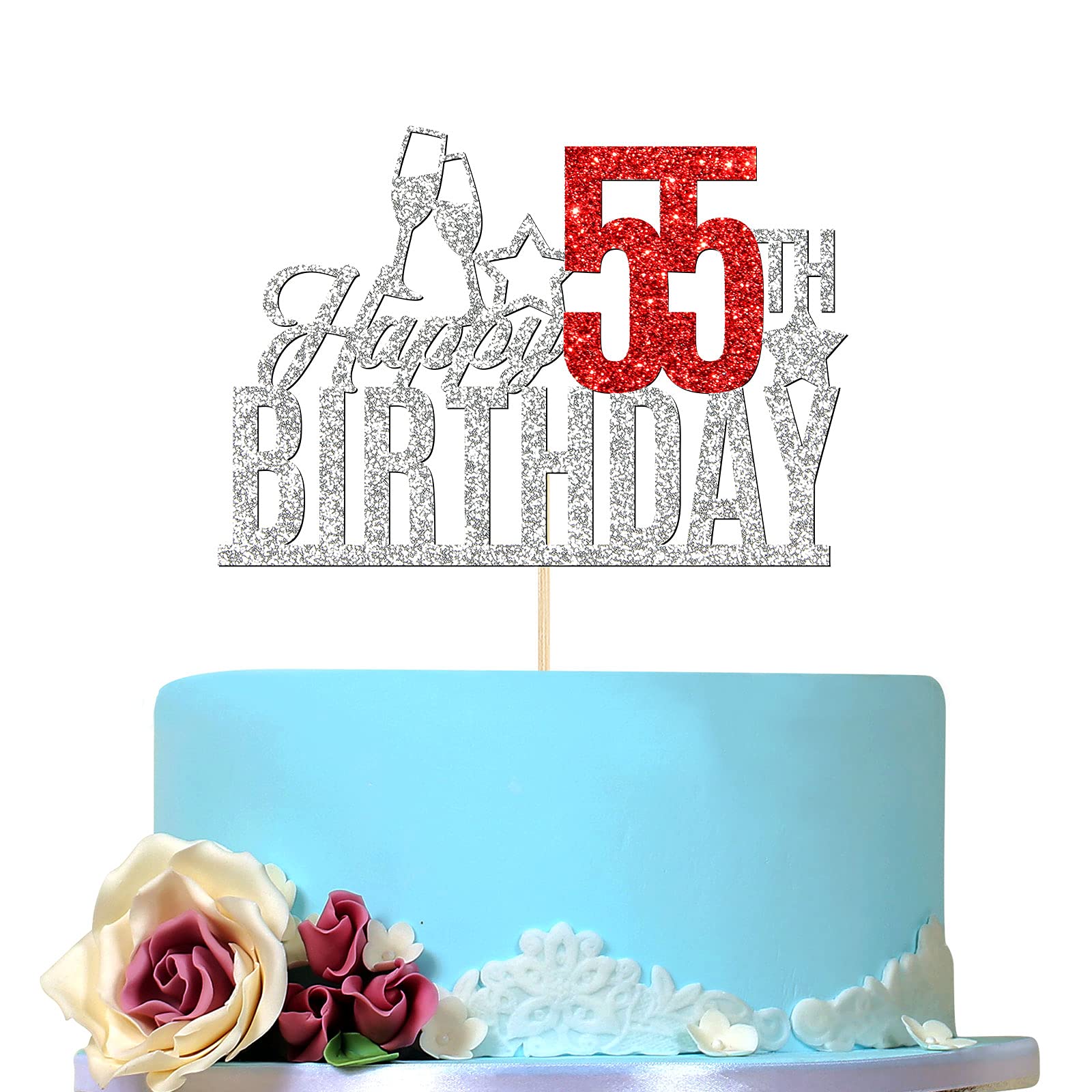 Snapklik.com : Happy 55th Birthday Cake Topper - Fifty Five-year-old ...