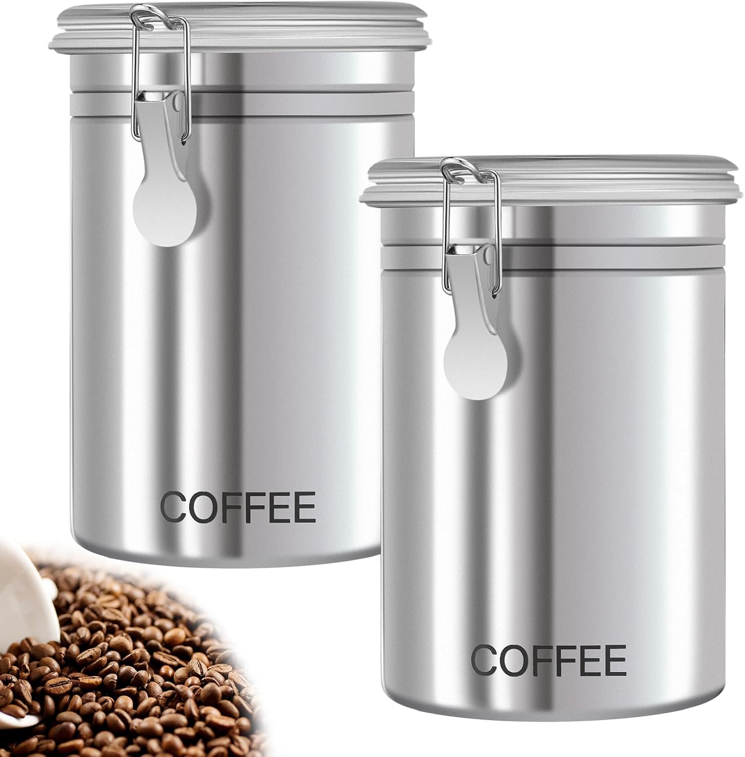 Amazon.com: Ziliny 2 Pack Coffee Canister with Clear Clamp Lid 50 oz ...