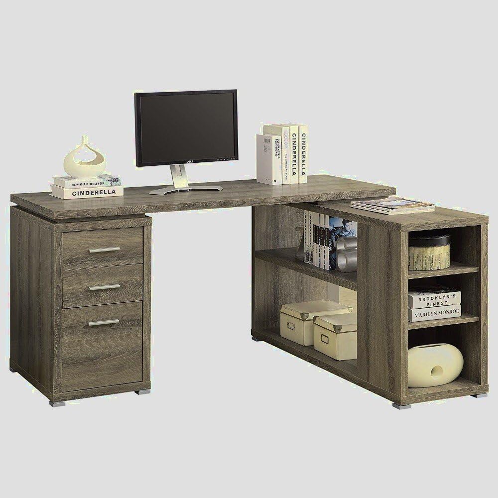 Amazon.com: Taupe Computer Desk Office Executive Contemporary Secretary ...