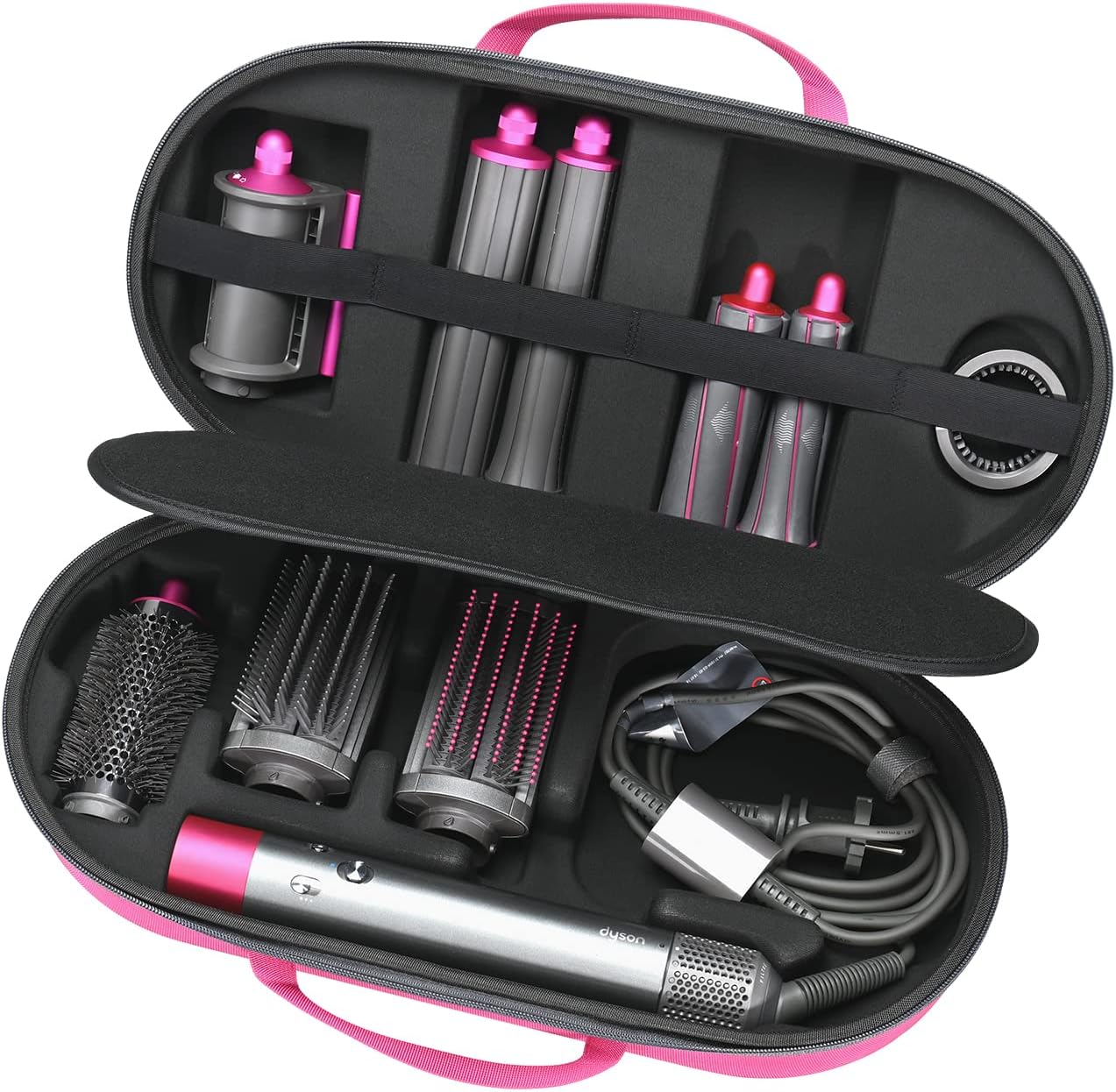 Pink Travel Case for Airwrap/Curling Iron, Portable Hair Dryer Carrying ...
