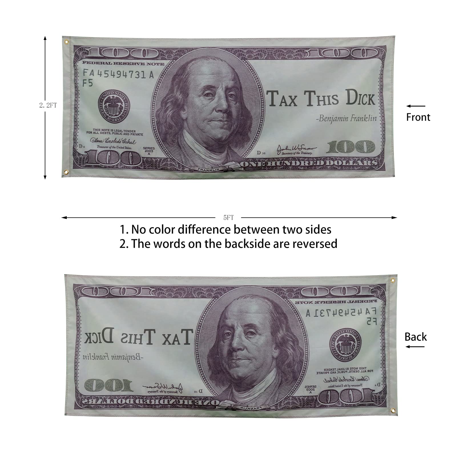 Funny Flag Motivational 100 Dollar Bill Large Life Size Money Flag Flag ...