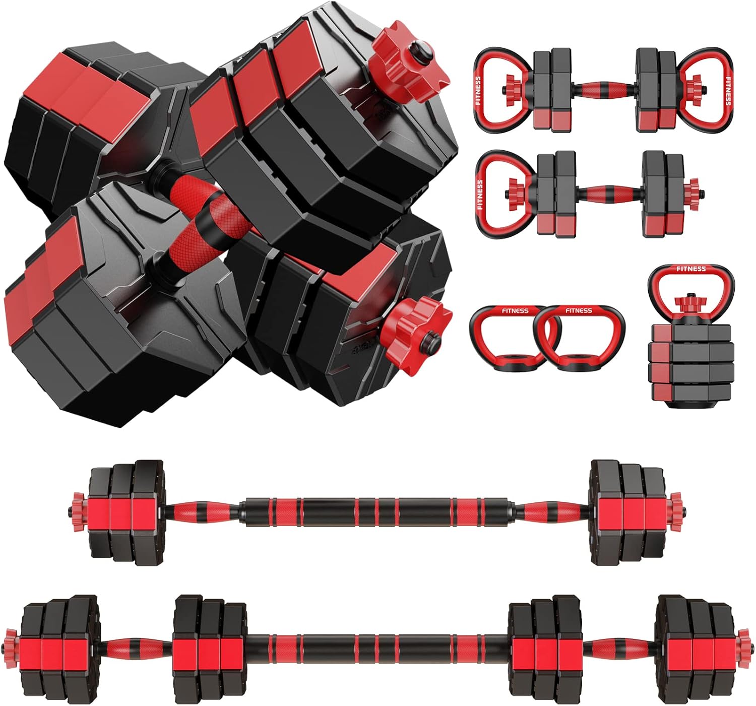 Amazon.com : Dumbbell Set 44lbs Adjustable Weight Barbell, Kettlebells ...