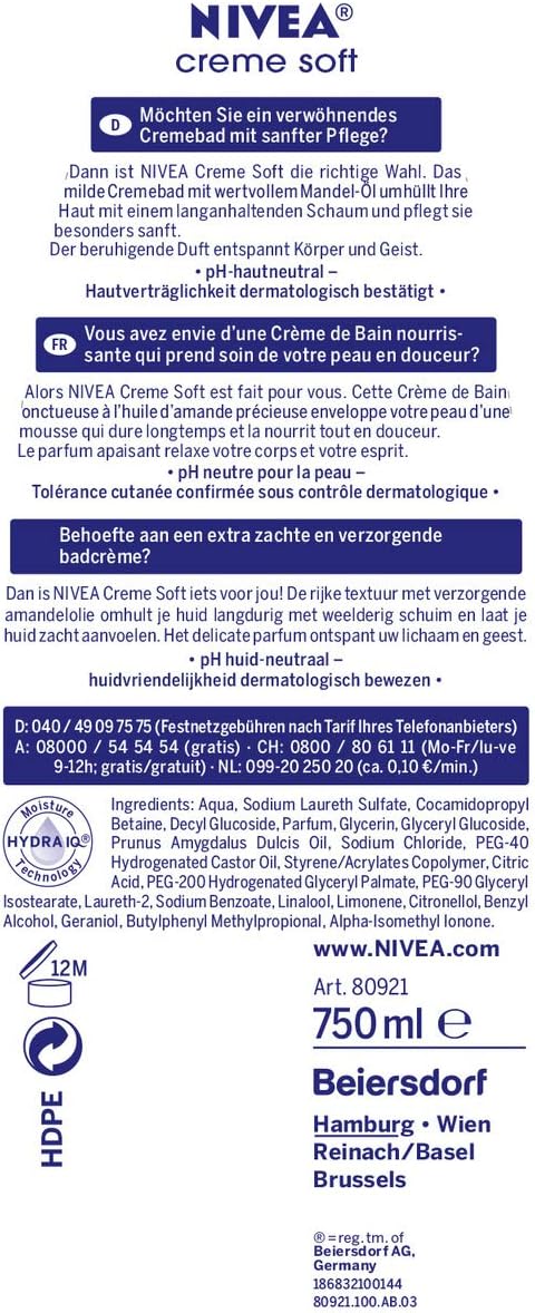 Nivea Creme Soft Bath Additive 2 Pack (2 x 750 ml) – BigaMart