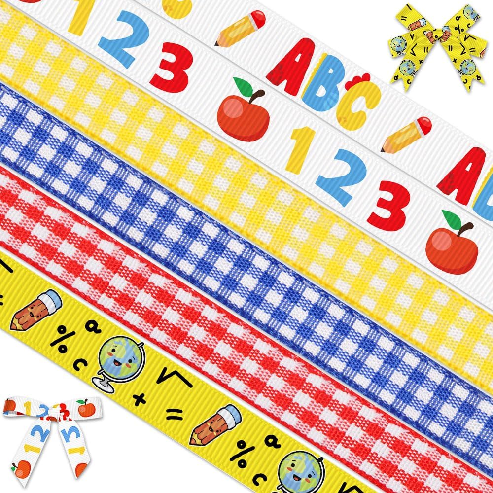 Amazon.com: 6 Rolls 30 Yards Back to School Ribbons - First Day ...