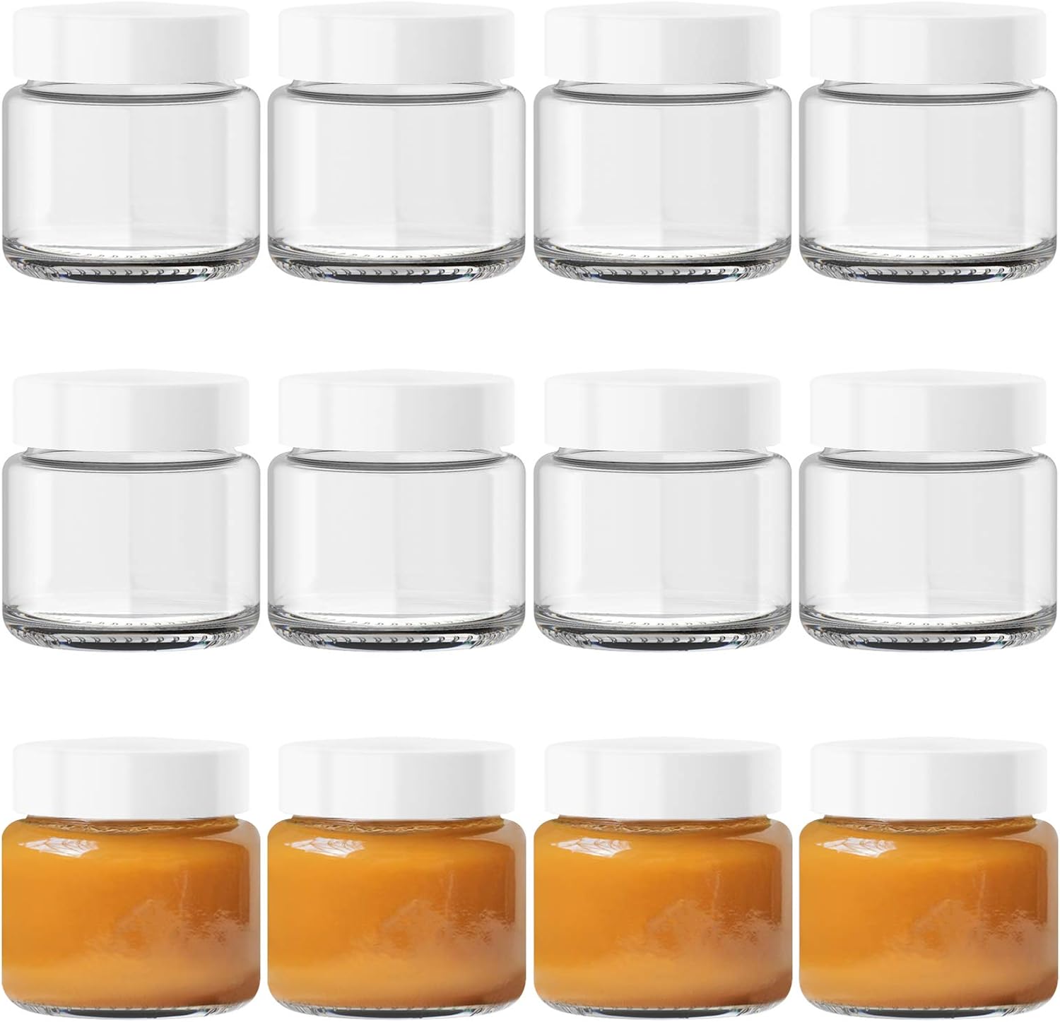 Amazon.com: Yopay 12 Pack 5oz Glass Jars with White/Gold Lids, Blind ...