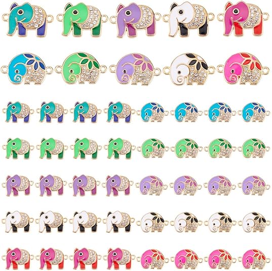 Amazon.com: PH PandaHall 50Pcs 10 Colors Elephant Connector Charms ...
