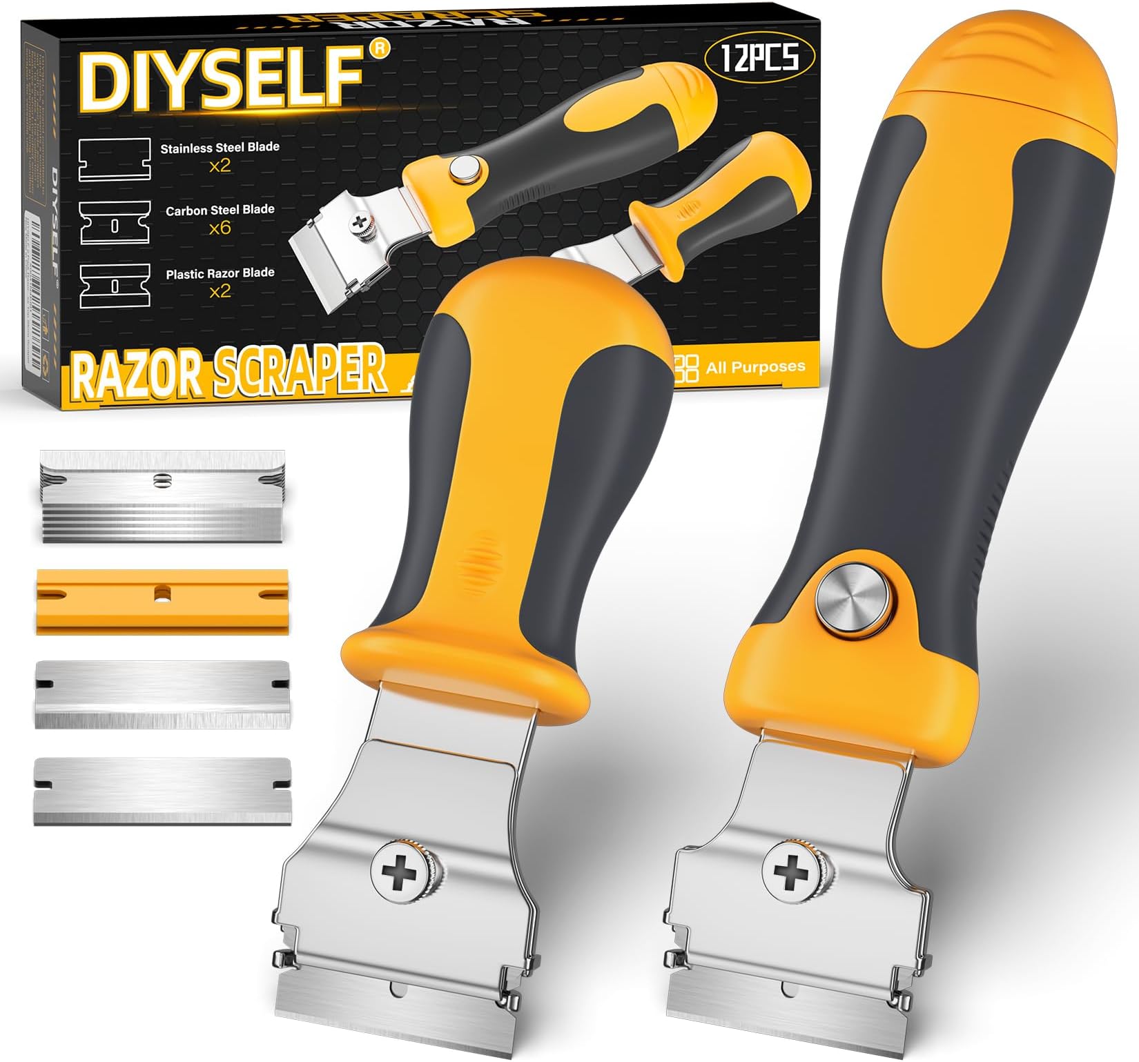 Amazon.com: Retractable Razor Blade Scraper Tool with 5 Single Edge ...