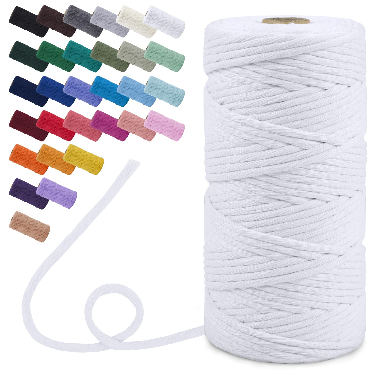 Uiopa Macrame Cord 3mm x 100m, Single Strand Macrame Yarn Thick Thread ...