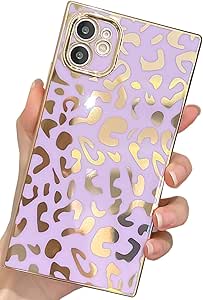 Amazon.com: KERZZIL Elegant Compatible with iPhone 11 Rectangle Edge Case, Cute Luxury Leopard ...