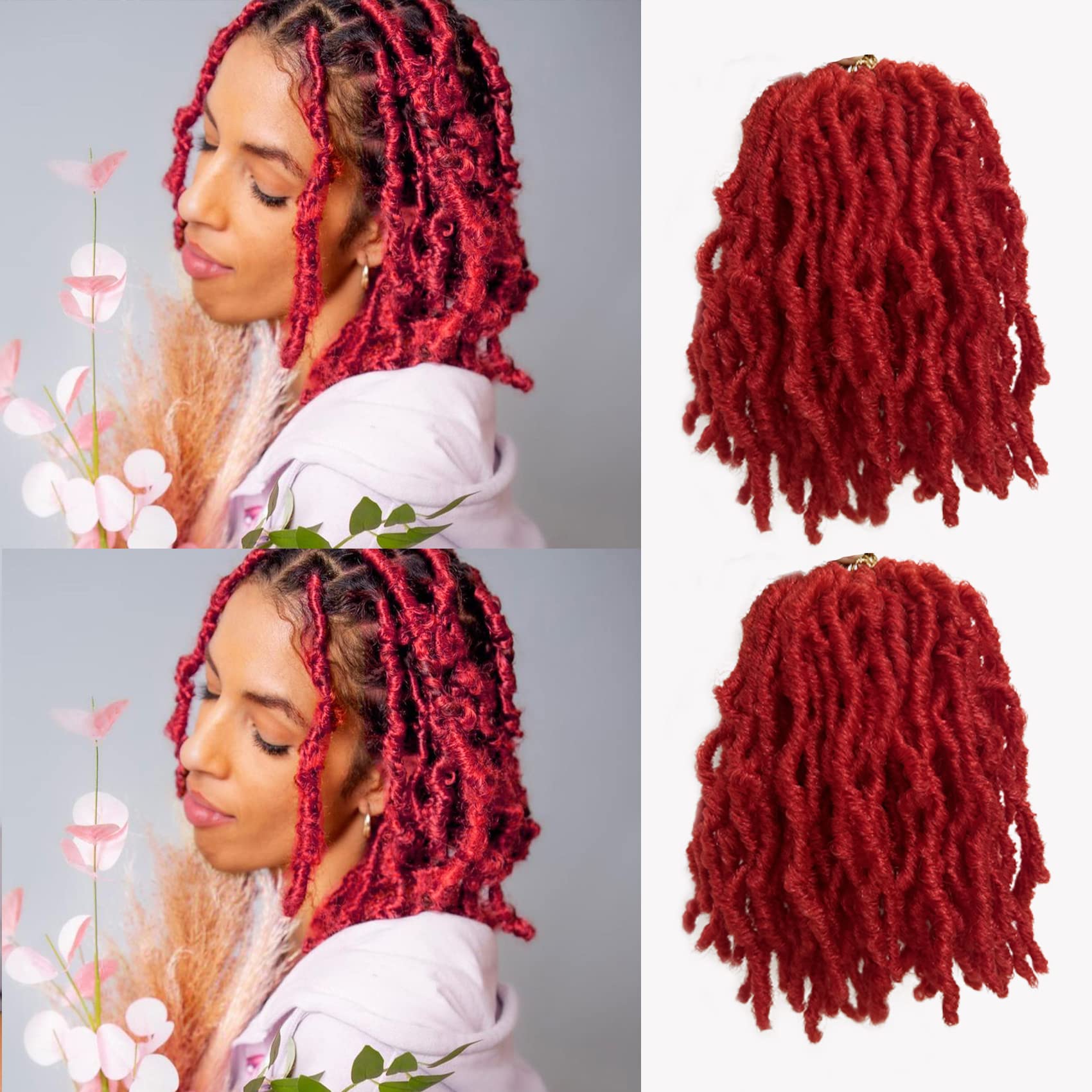 Snapklik.com : Red Faux Locs 8 Inch Soft Locs Crochet Hair For Kids ...