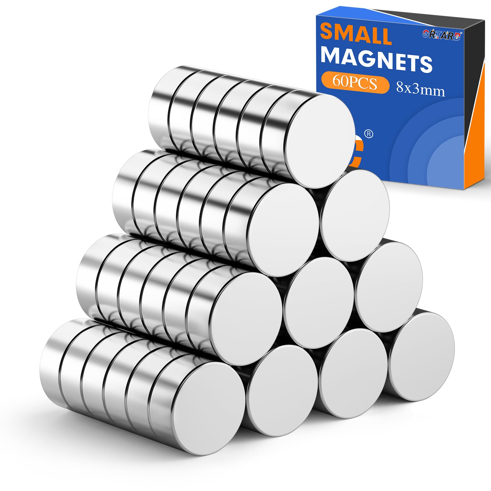 Snapklik.com : 60Pack 8x3mm Small Round Magnets Mini