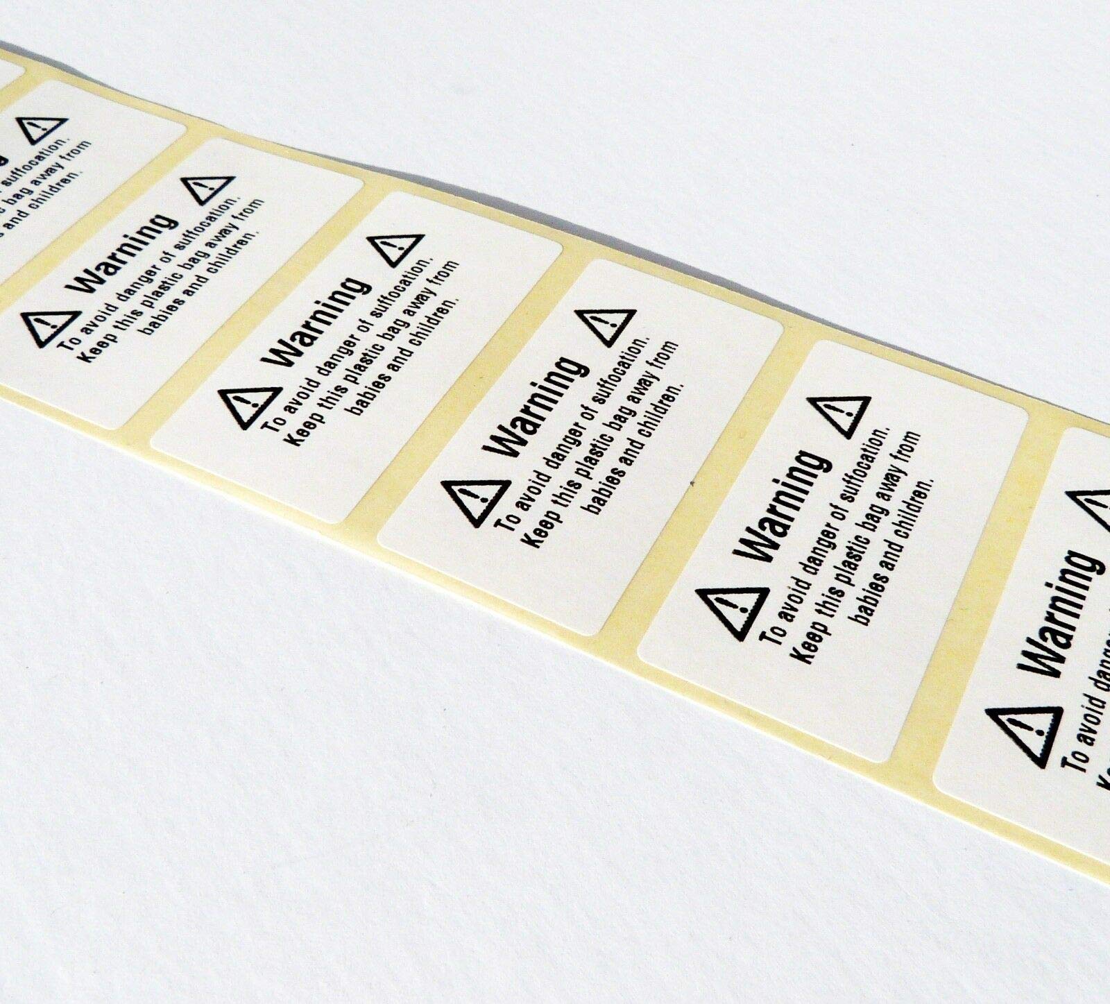Buy 100 x Labels 25MM X 50MM Warning Suffocation Labels Danger Bags ...