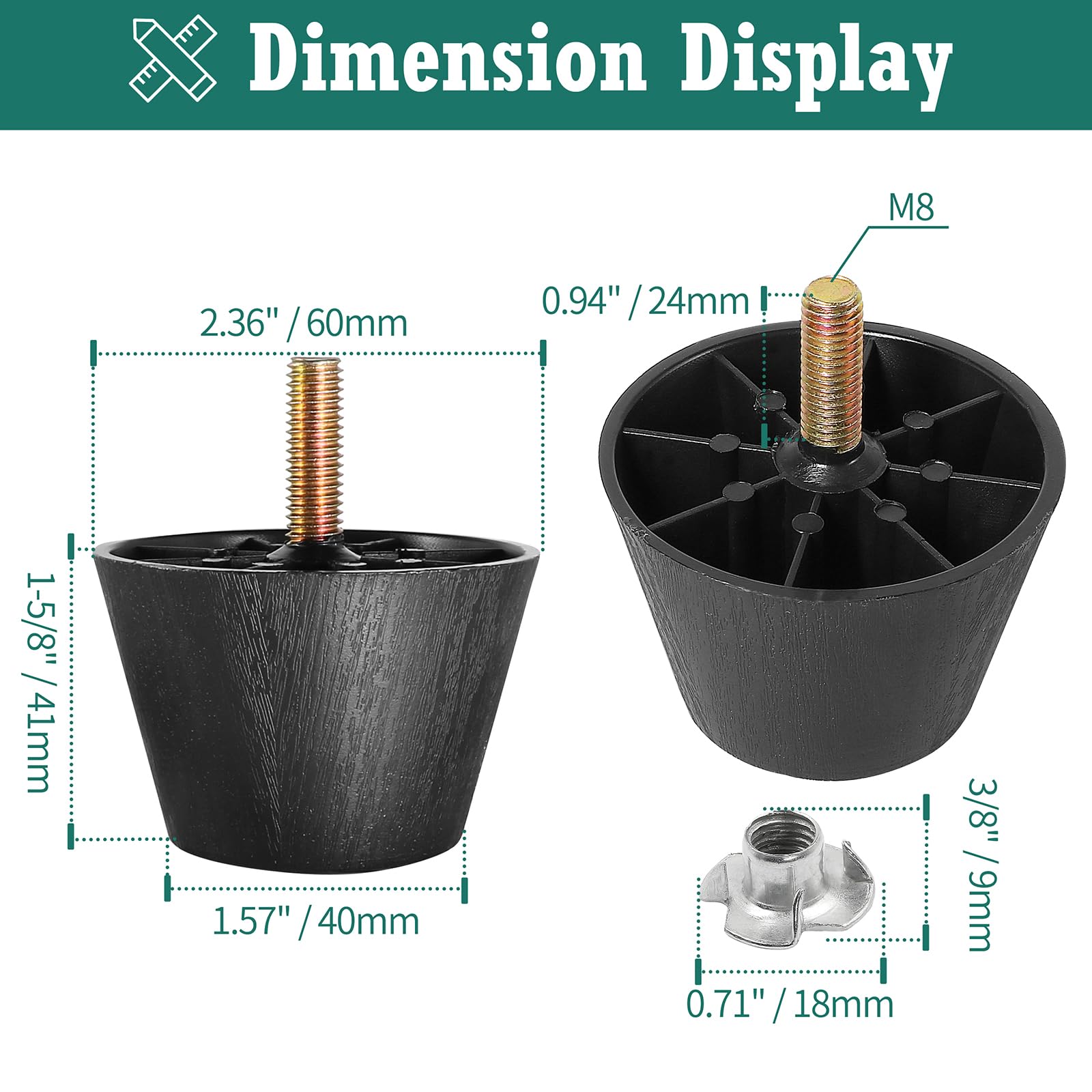 Snapklik.com : Masendelk M8-1.25 Metric Thread Bolts Plastic Furniture ...
