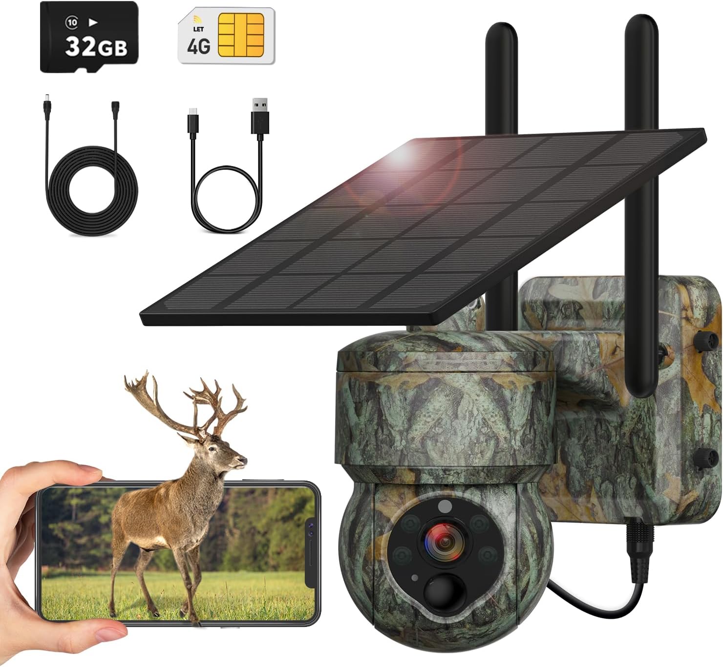 Amazon.com: WOSPORTS 4G LTE Cellular Trail Cameras with Solar Panel ...