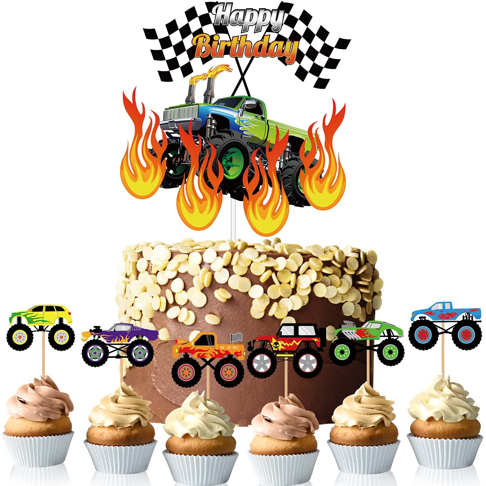 Censen 48 Pcs Truck Cake Topper Birthday Party Supplies Truck ...