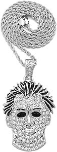 Iced Michael Myers Mask Pendant 2mm Various Rope Chain Hip Hop Bling ...