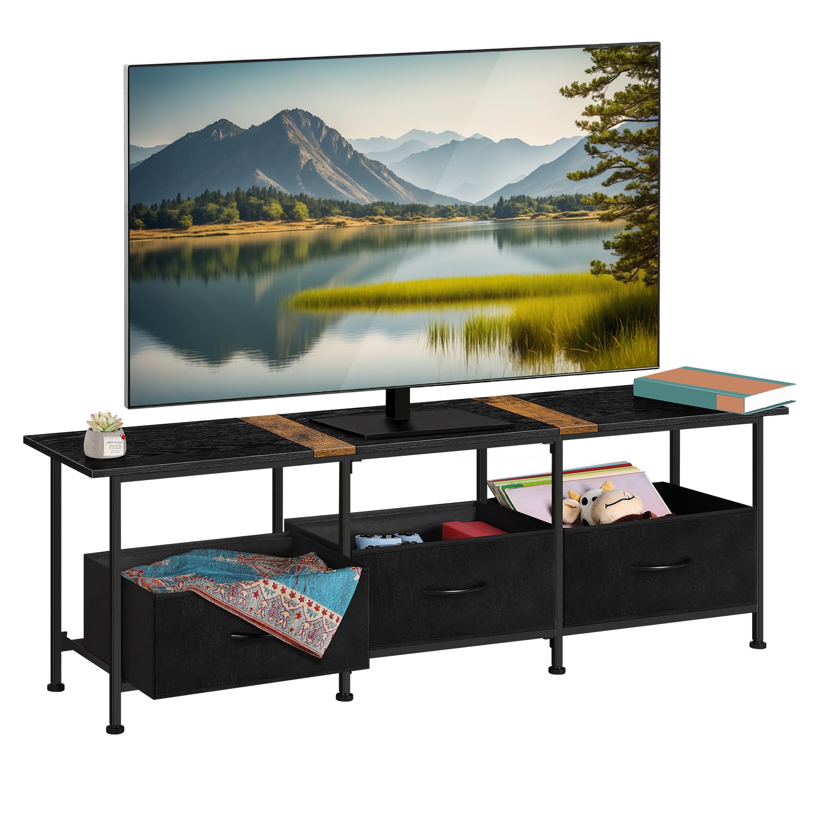 Amazon.com: OYEAL 53'' Television Stands Black TV Stand Entertainment ...