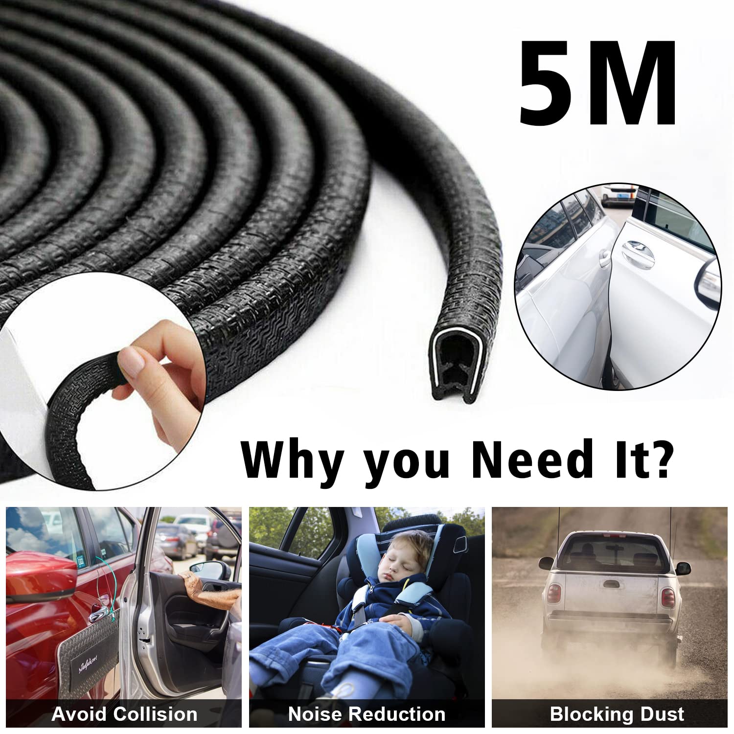 Snapklik.com : 16Ft5M Car Door Edge Guards No Glue Door Edge Guard ...
