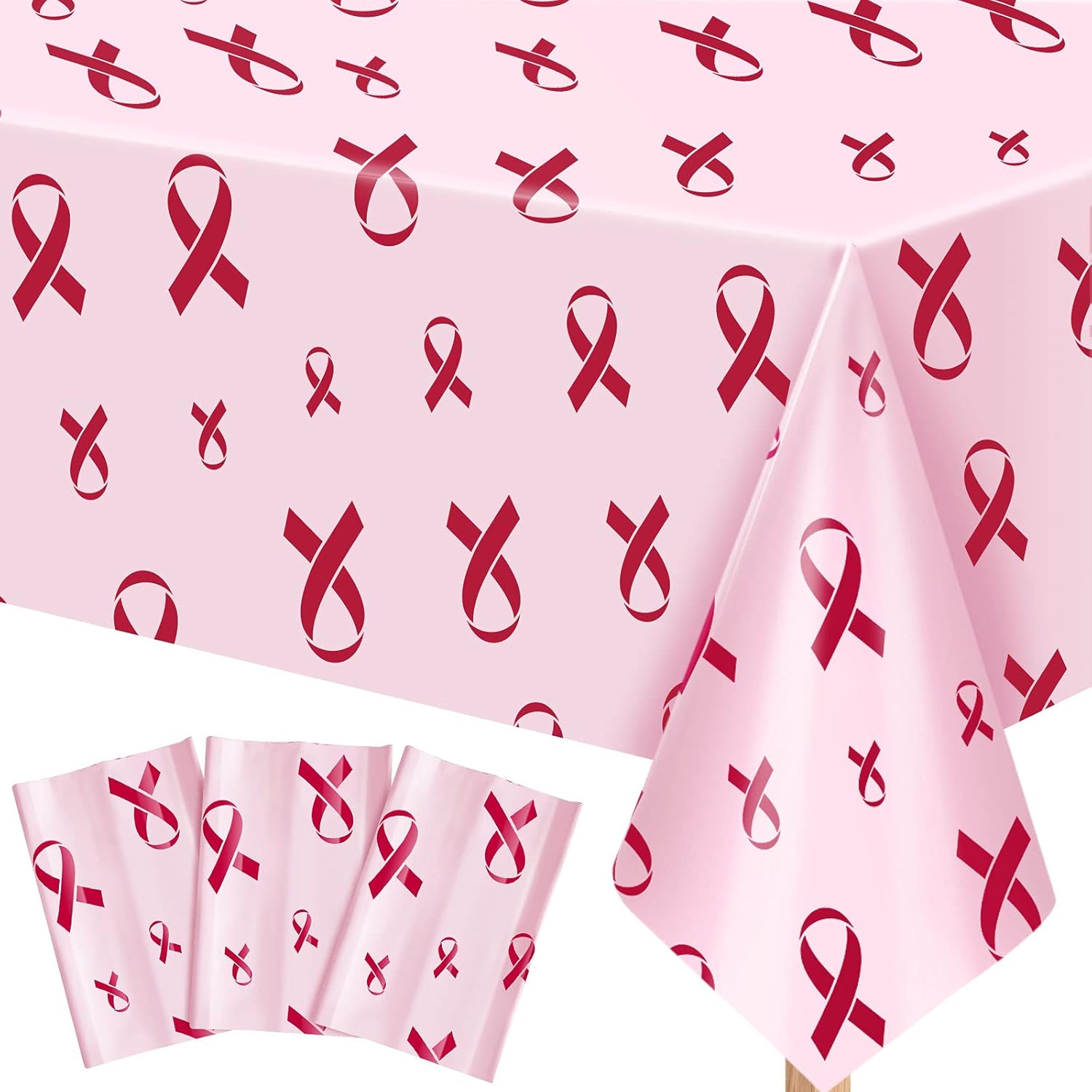 Amazon.com: 3 Pieces Breast Cancer Tablecloth Ribbon Printed Tablecloth ...