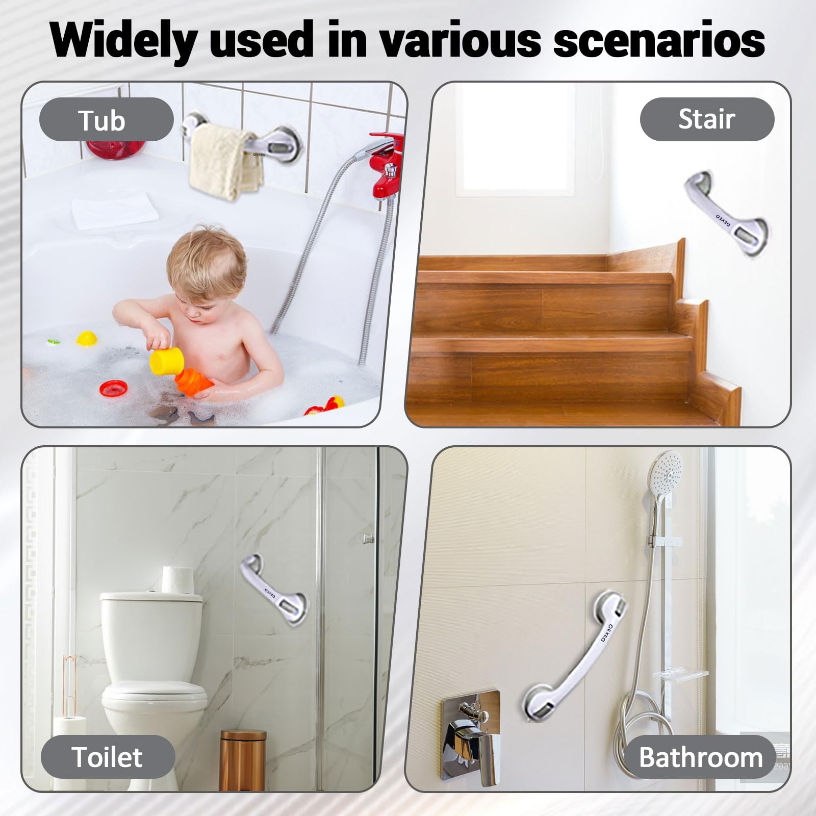 Reacher Grabber 2pcs Suction Shower Handle Grab Bars For Bathtubs And ...