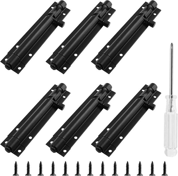 Biaungdo 6 Pcs Slide Bolt Latch Lock, 4 Inch Barrel Bolt Door Security ...