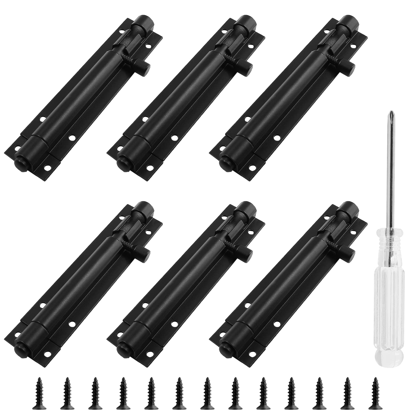 Biaungdo 6 Pcs Slide Bolt Latch Lock, 4 Inch Barrel Bolt Door Security ...