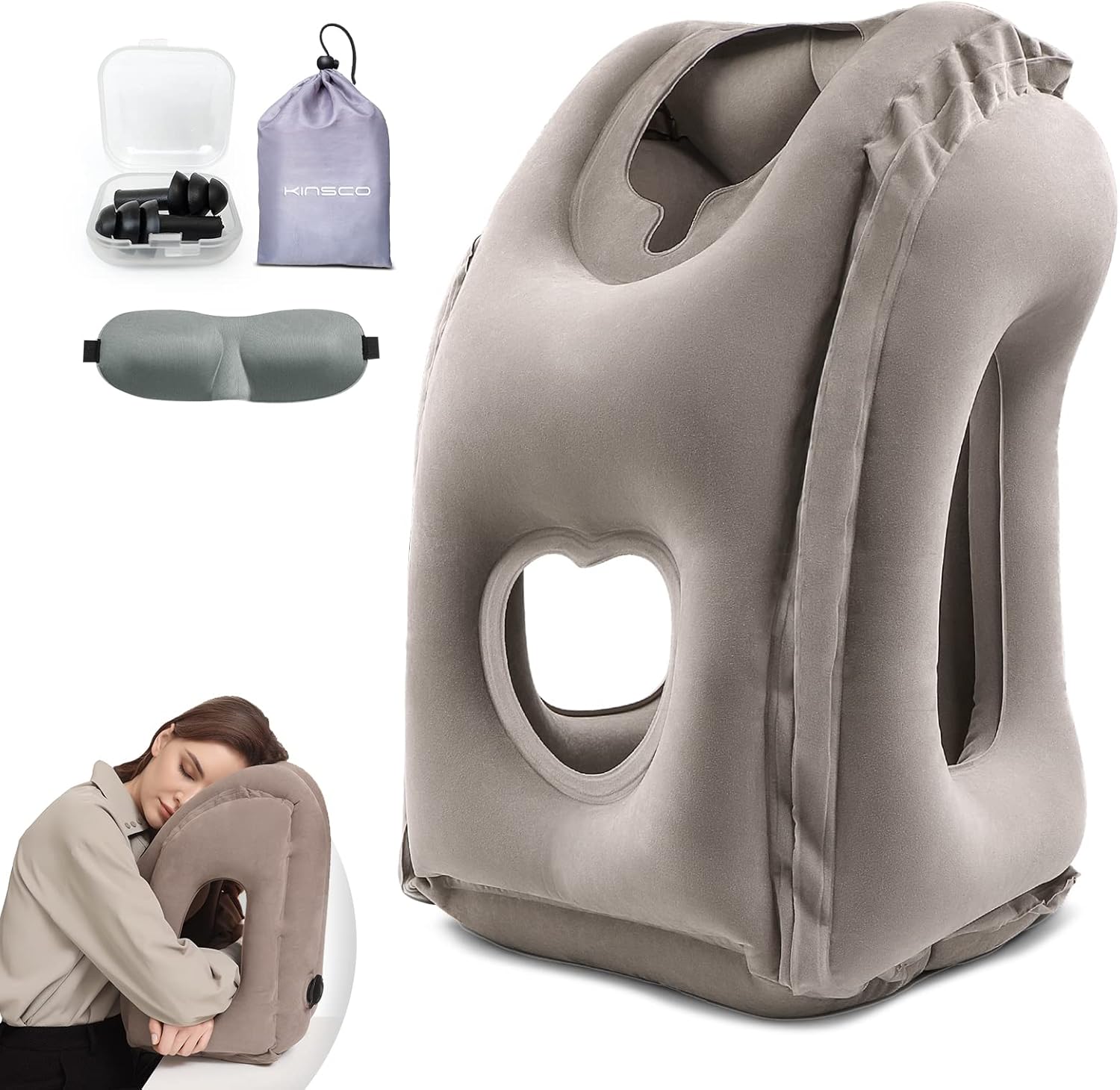 Amazon.com: KINSCO Inflatable Travel Pillow Plane Pillow for Airplane ...