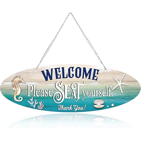 Amazon.com : Hanging Beach Sign Décor, Starfish Wall Décor, Beach ...