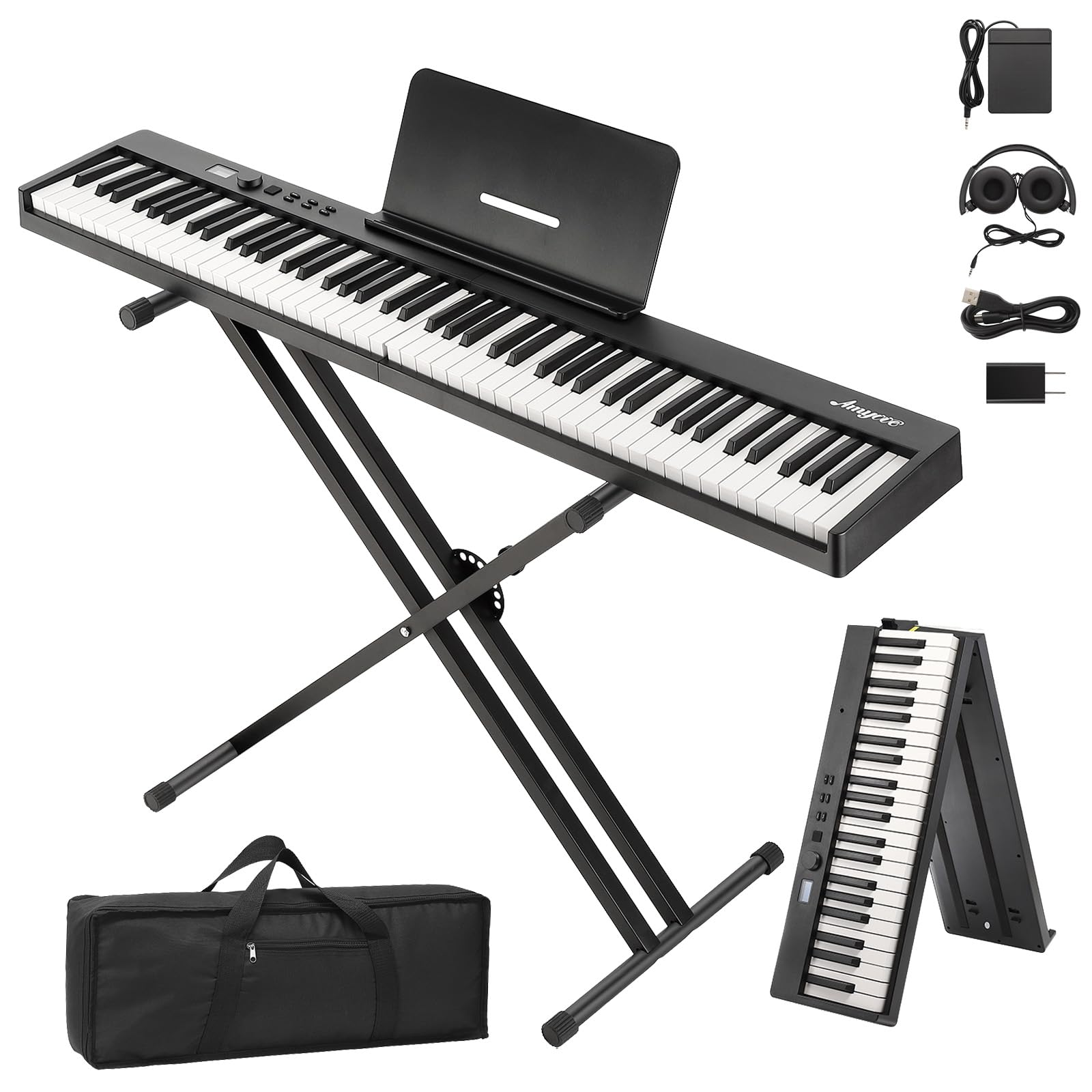 Amazon.com: Coucheta Portable Piano Keyboard, 88 Key Full Size Semi ...