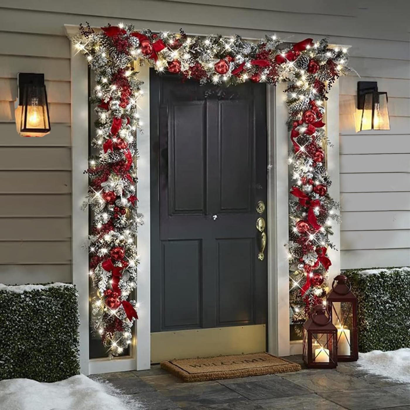 Amazon.com: Christmas Wreaths, Garlands & Swags for Front Door, 1 Set ...