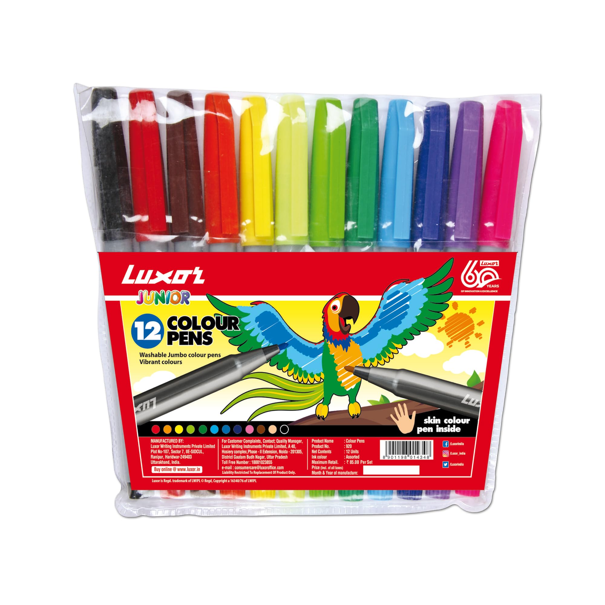 Luxor Junior 12 Color Pens|Assorted : Amazon.in: Office Products