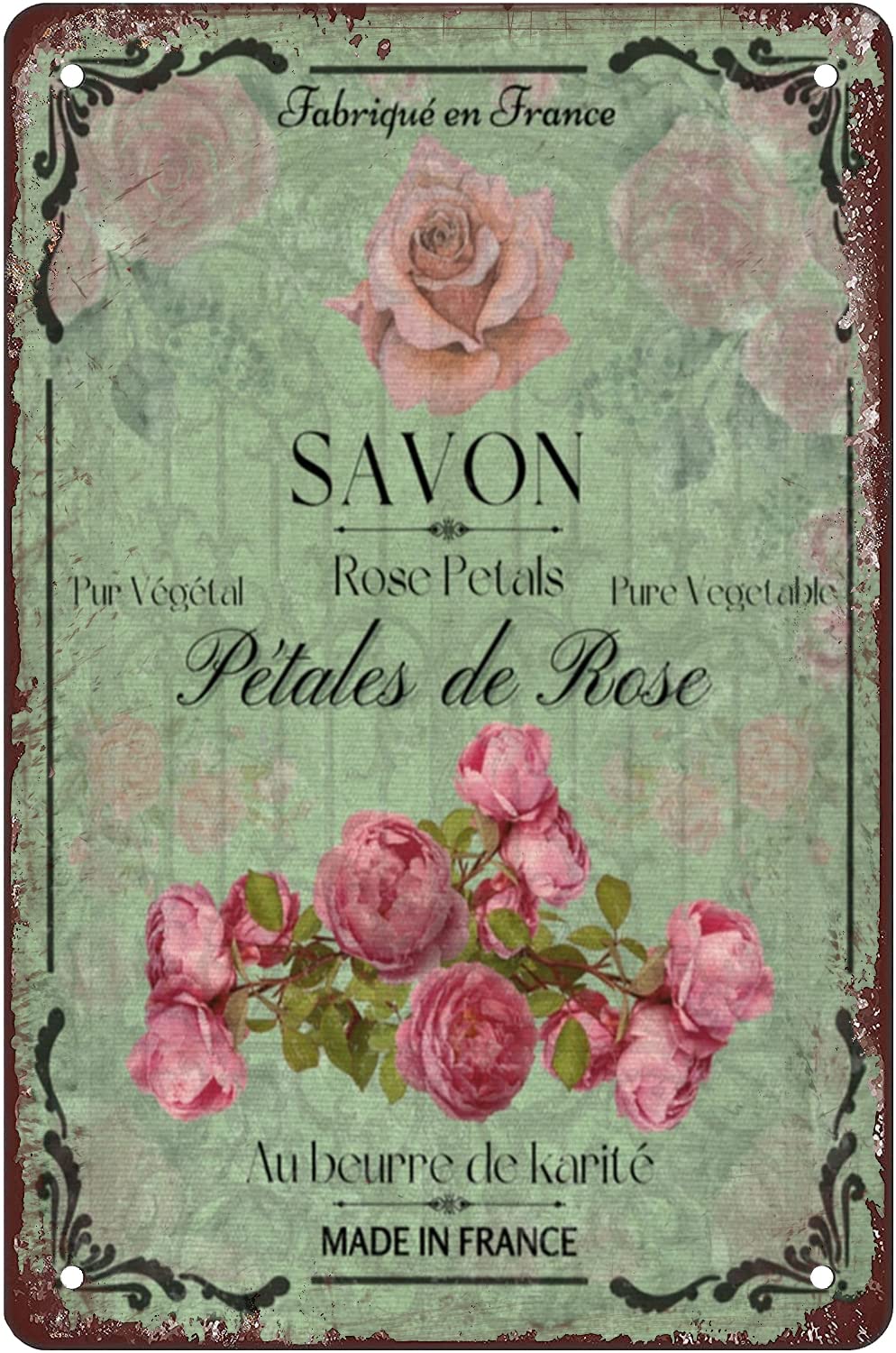 Amazon.com: Shabby Chic Pink Roses Bathroom Sign Vintage Bathroom Wall ...