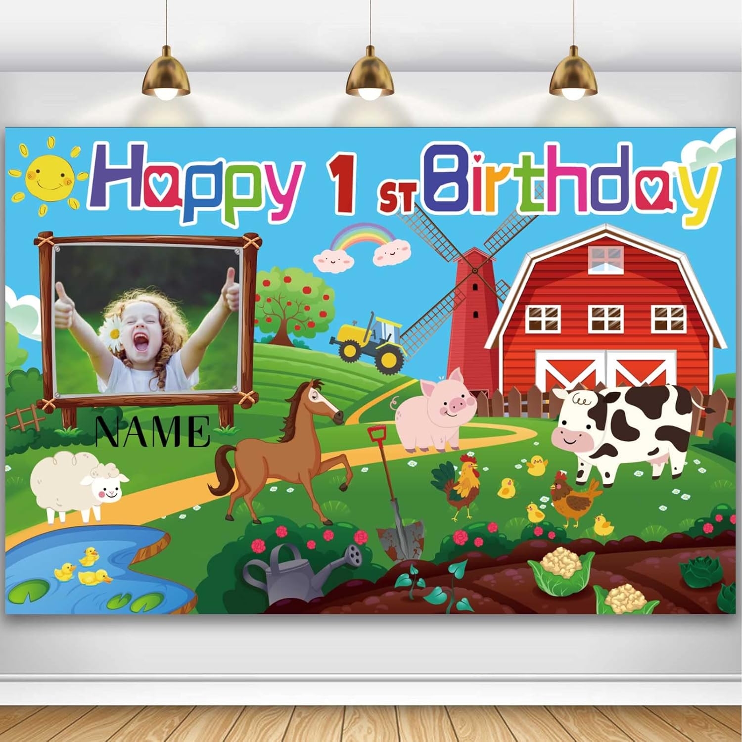 Amazon.com: Custom Farm Animals Theme 1st Birthday Party Decorations ...