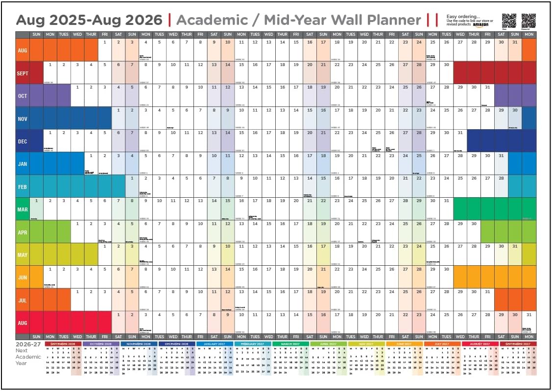 Academic Wall Planner 2025/26 | A2 (42cmx59.4cm) | August 2025-26 ...
