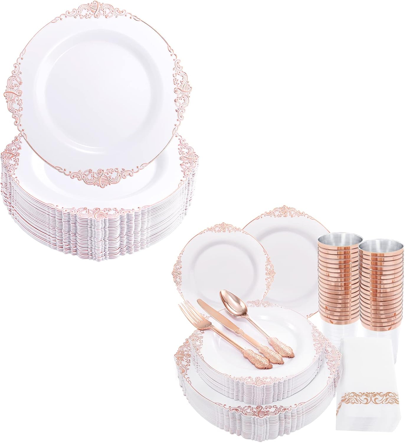 Amazon.com: Morejoy 175PCS Rose Gold Plastic Plates & Plastic ...