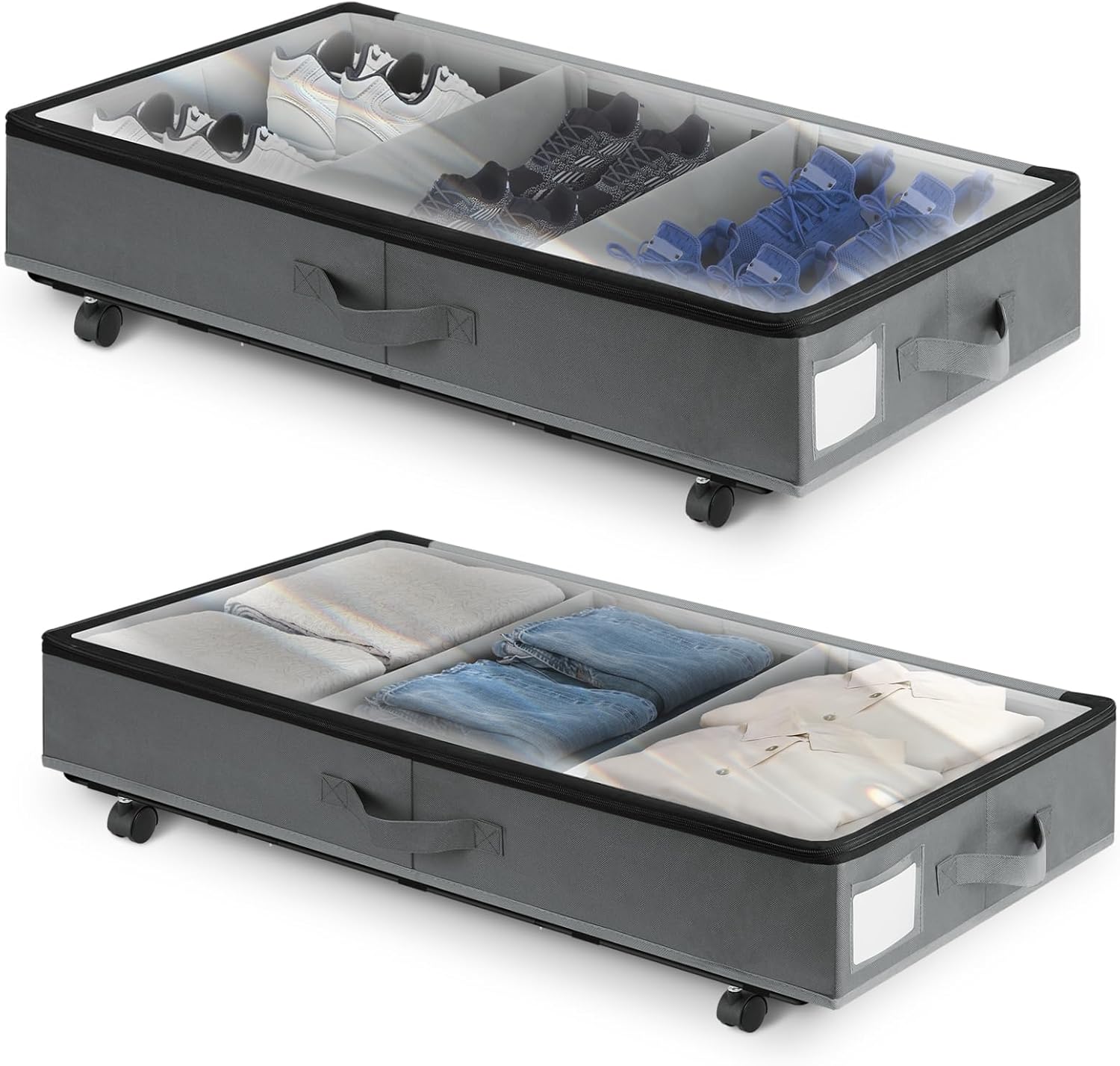 Amazon.com: Bellzacasa Underbed Storage with Wheels, Under Bed Storage ...