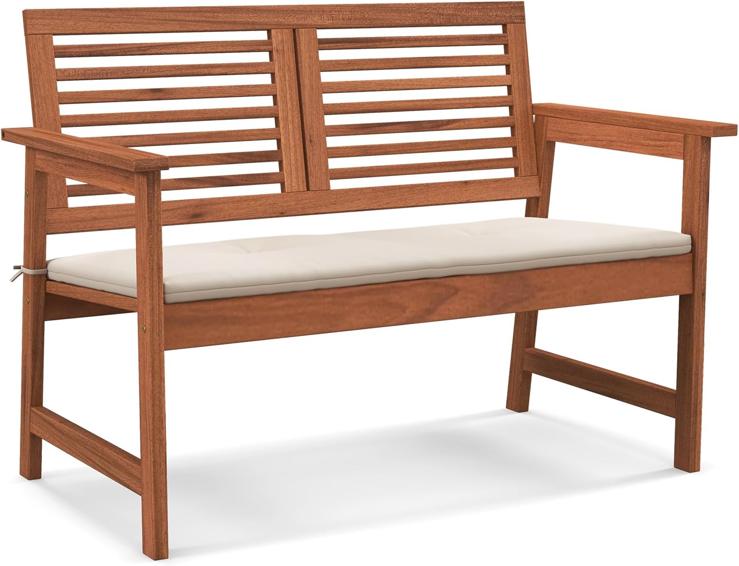 Amazon.com: Tangkula Patio Acacia Wood Bench, 2-Person Outdoor Loveseat Chair, Cozy Armrest ...